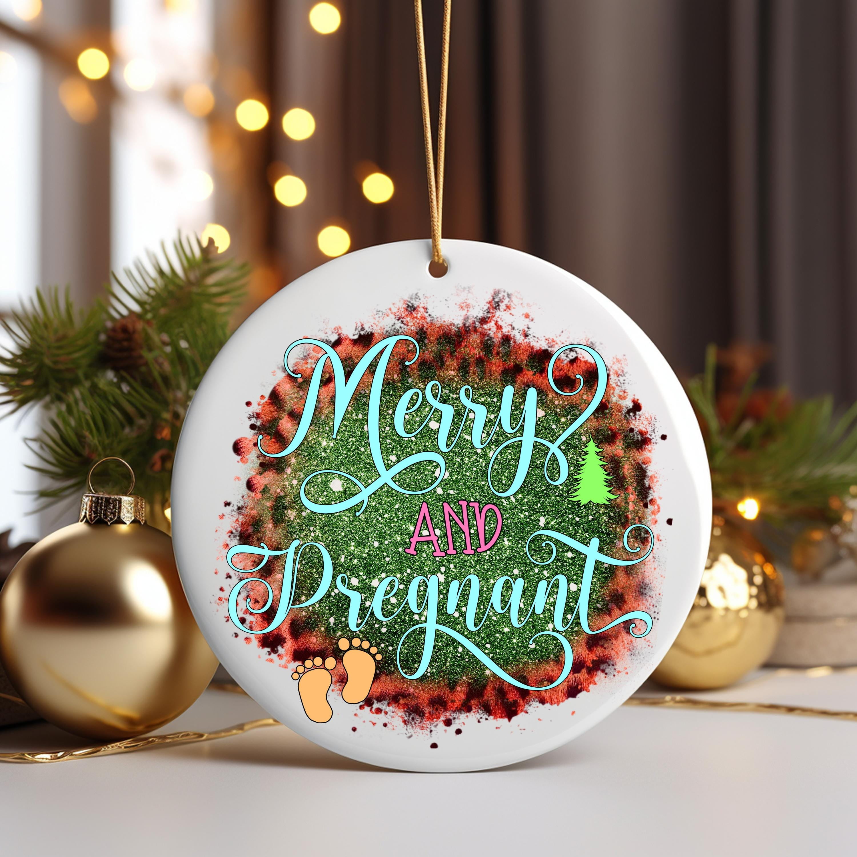 Merry and Pregnant Ornament | Christmas Pregnancy Announcement Keepsake ...