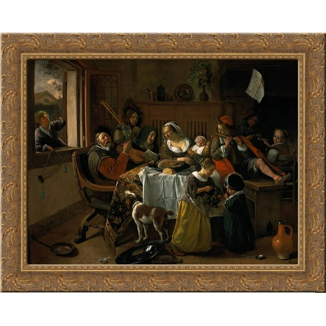 Merry family 24x20 Gold Ornate Wood Framed Canvas Art by Jan Steen ...