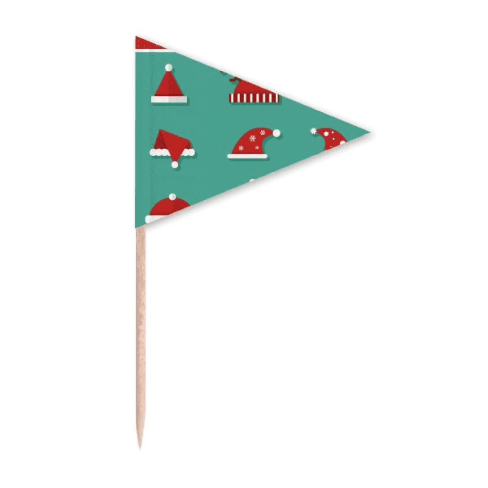 Merry mas Colorful Hat Illustration Toothpick Triangle Cupcake Toppers ...