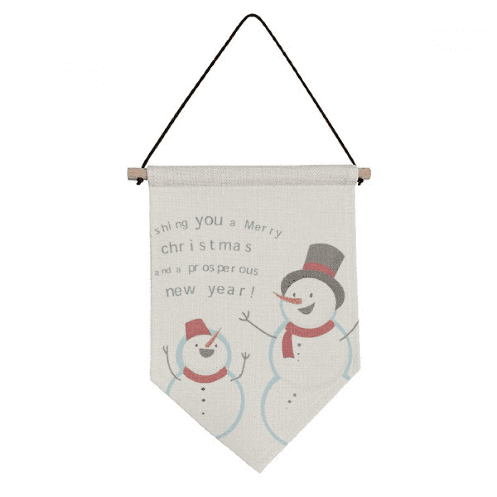 Merry mas Snowman Blue Sky Canvas Flag Hanging Wall Art Decor Banner ...