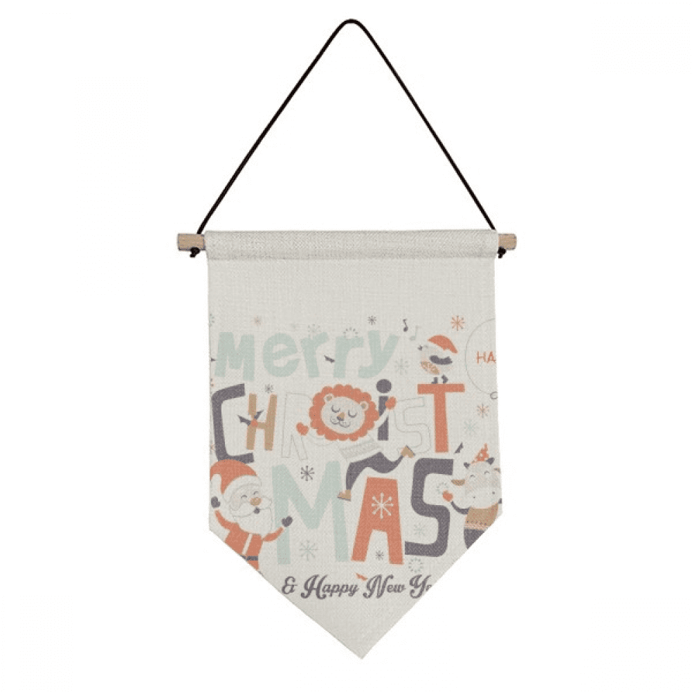 Merry mas Tree Reindeer Pattern Canvas Flag Hanging Wall Art Decor ...