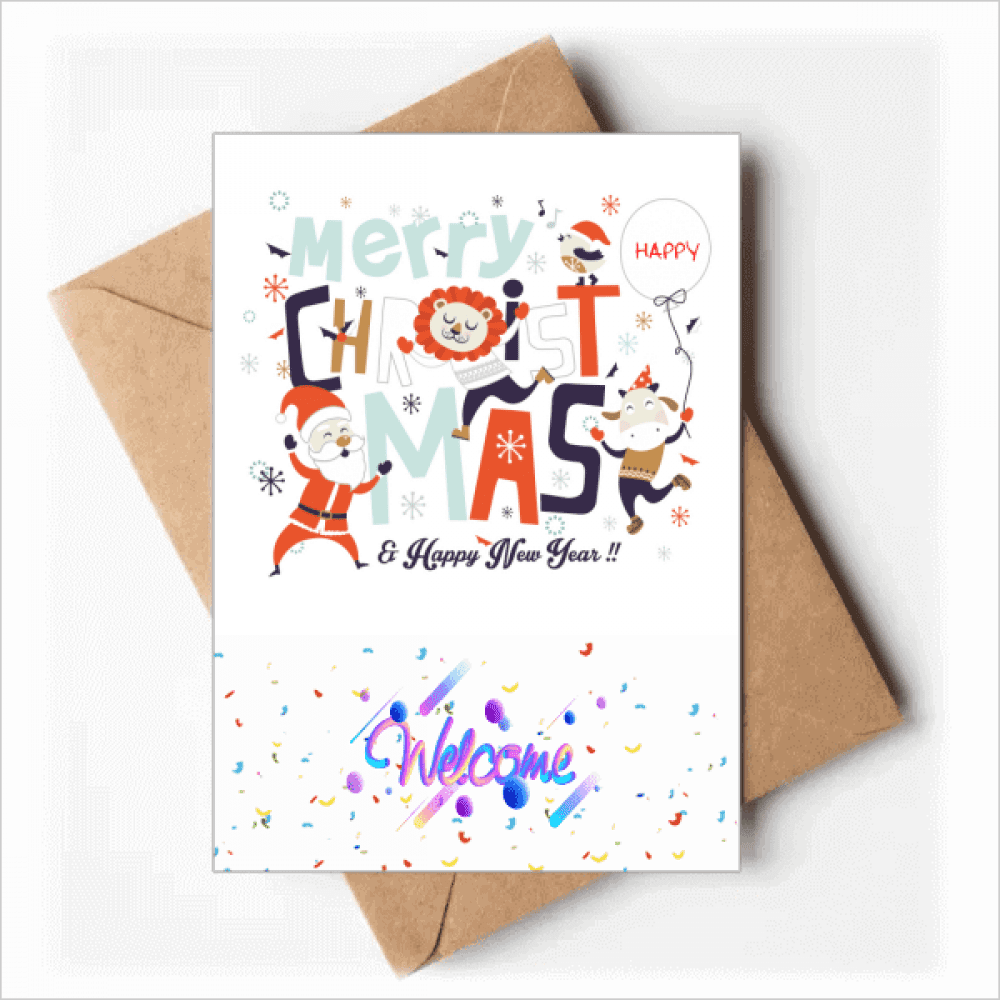 Merry mas Tree Reindeer Pattern Welcome Back Greeting Cards Envelopes ...