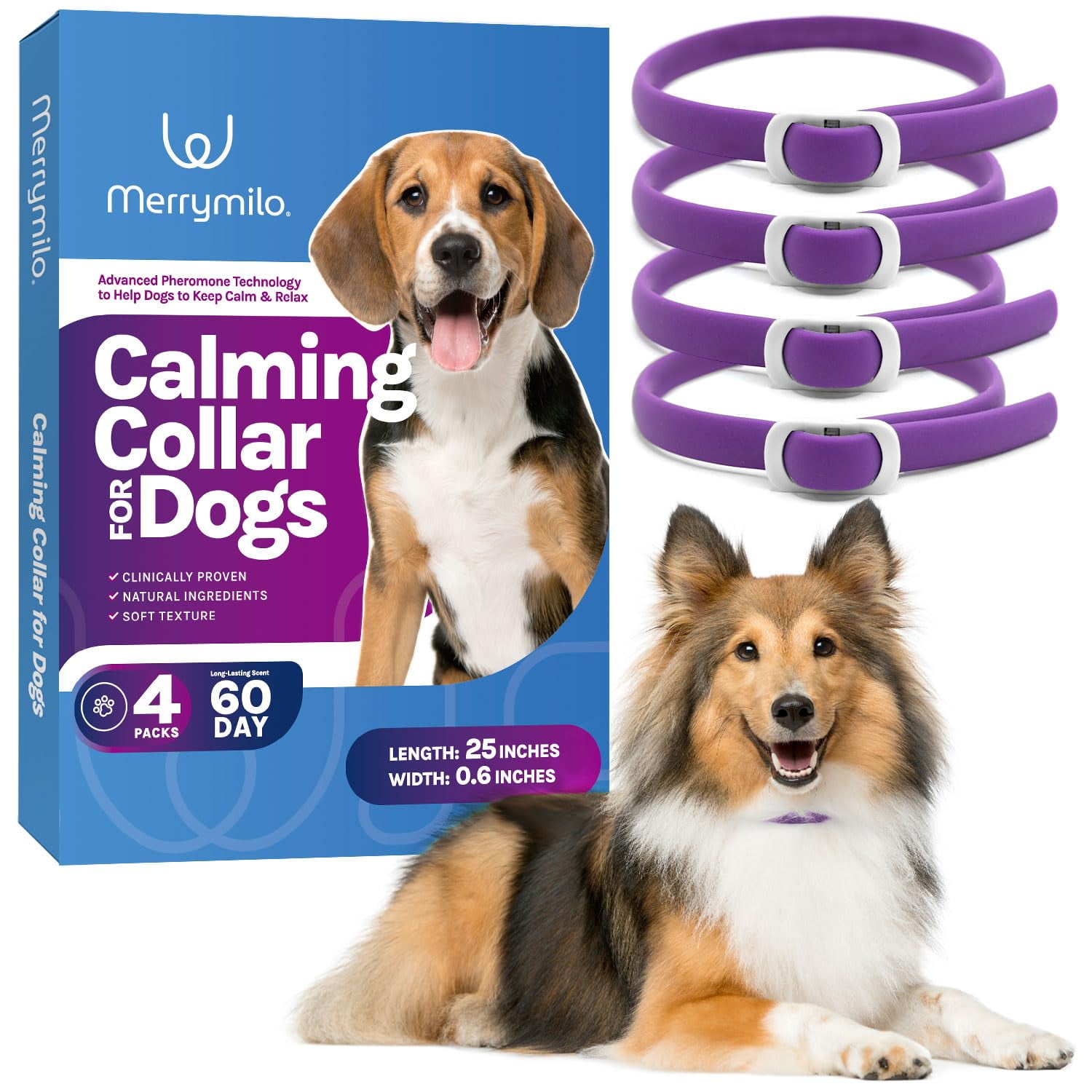 MerryMilo Calming Collar for Dogs: Adjustable Separation Anxiety Relief ...