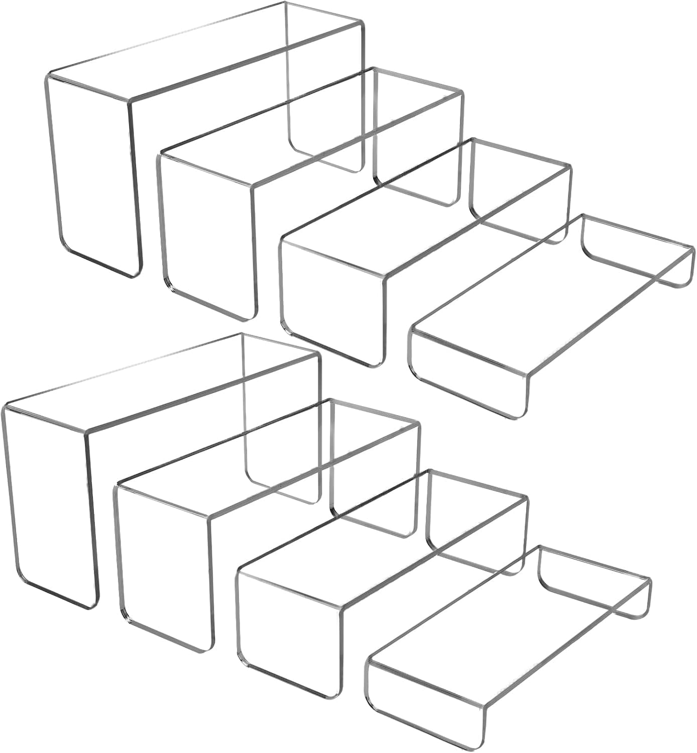 MerryNine 8 Pcs Risers Display Stands, 4-Tier Acrylic Display Stands ...