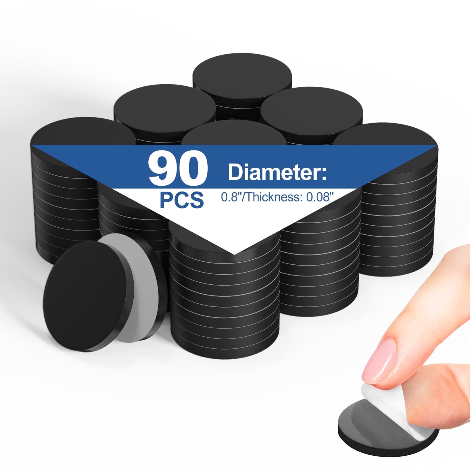 MerryNine 90Pcs Magnetic Dot with Self Adhesive, 0.8" L x 0.8" H, Peel ...