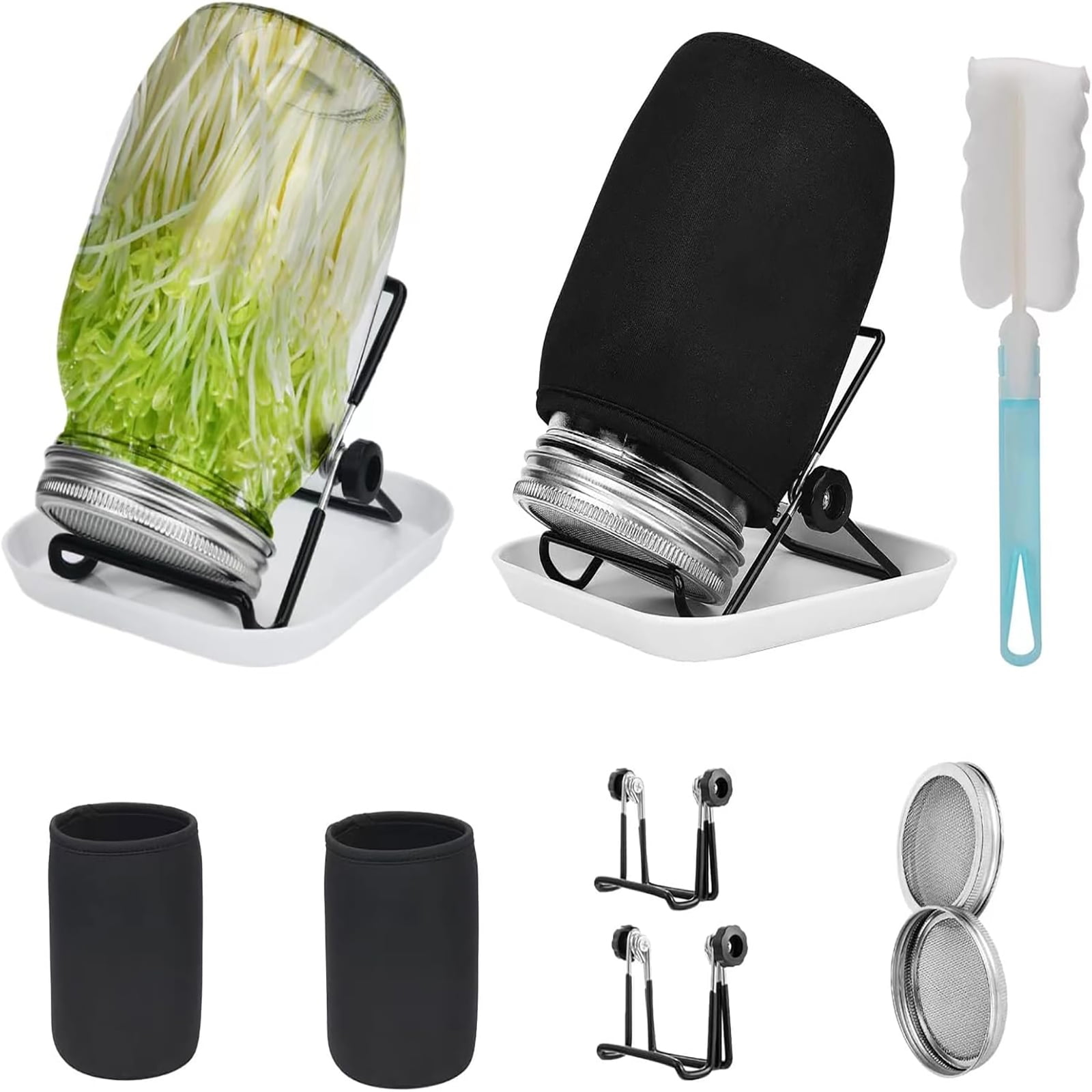 MerryNine Sprouting Kit, 2 Sprouting Jar Kits, Wide Mouth Quart Mason ...