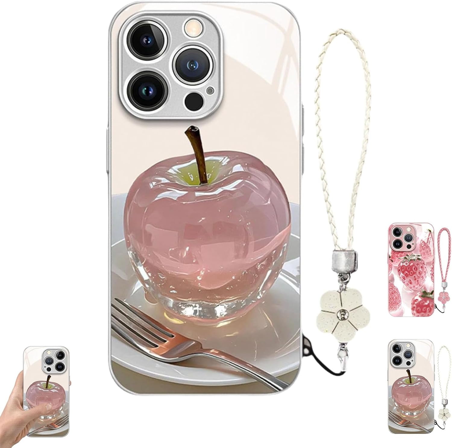 Merryklein Colorful Fruit Tempered Glass Case with Lanyard, Merryklein ...