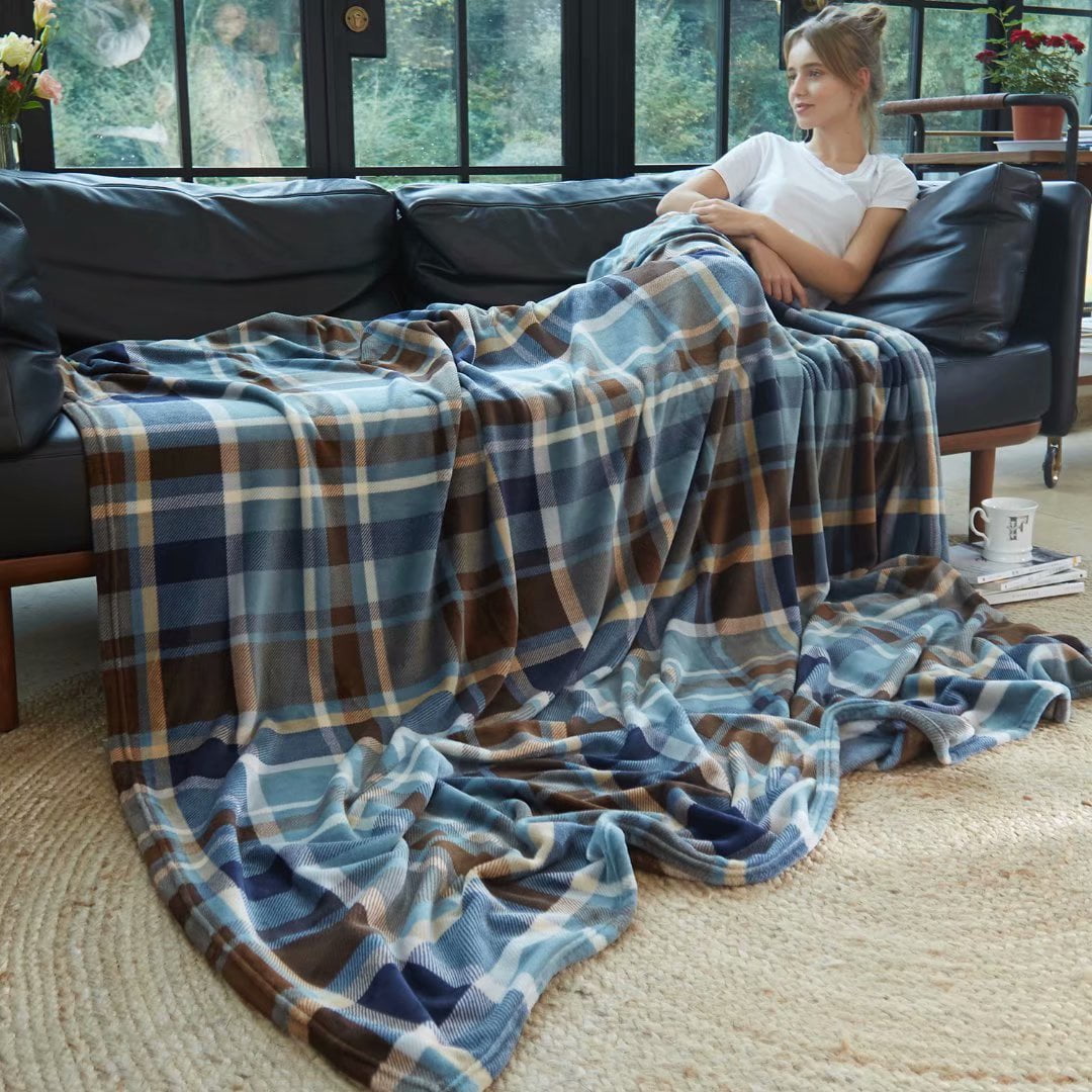 Merrylife, Plaid Throw Blanket, 60" x 90", Blue Plaid - Walmart.com