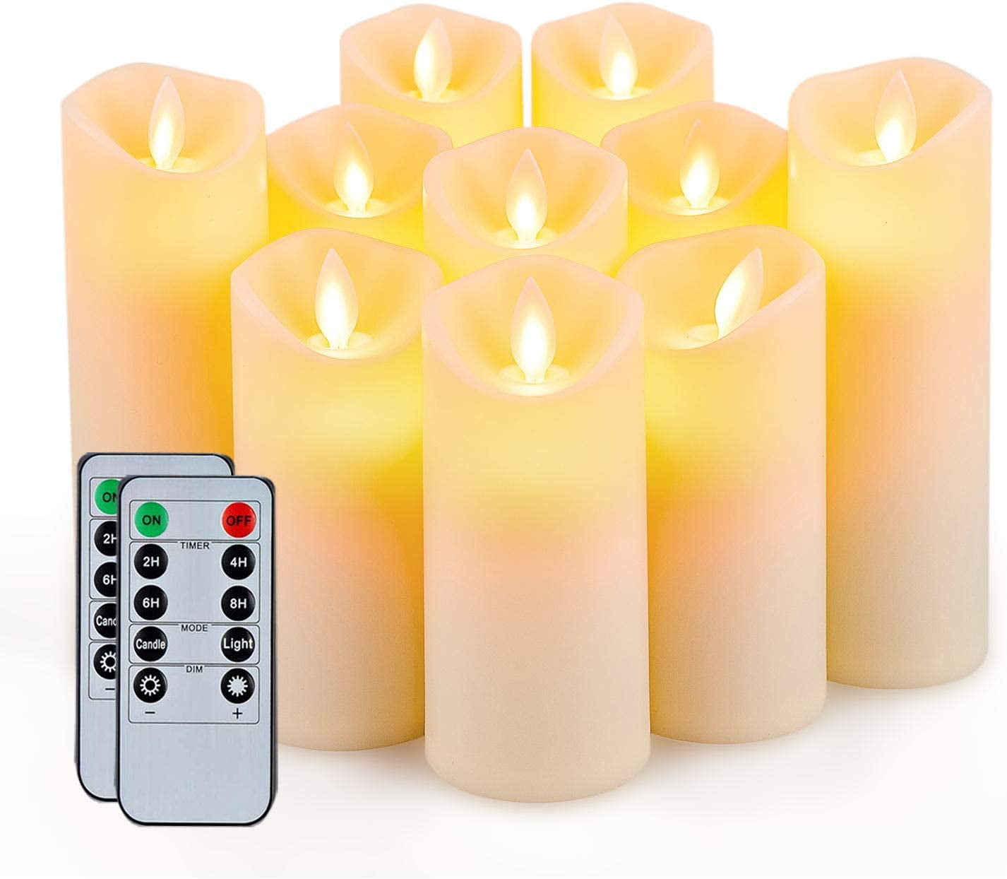 Merrynights 10PCS Flickering Flameless LED Pillar Candles, Battery ...