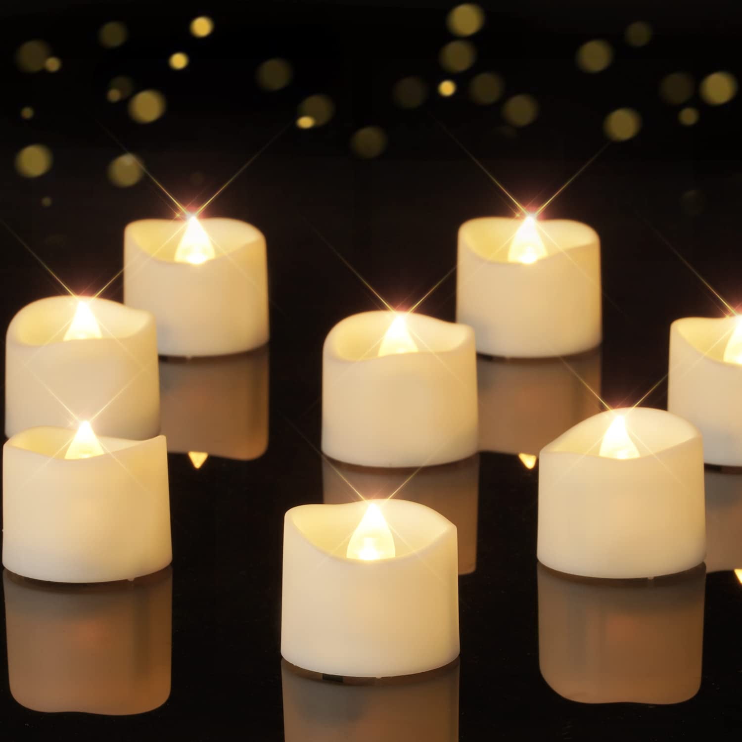 Merrynights 12-Pack LED Tea Lights, Flameless, Ivory-Colored, Dia 1-2/5 ...