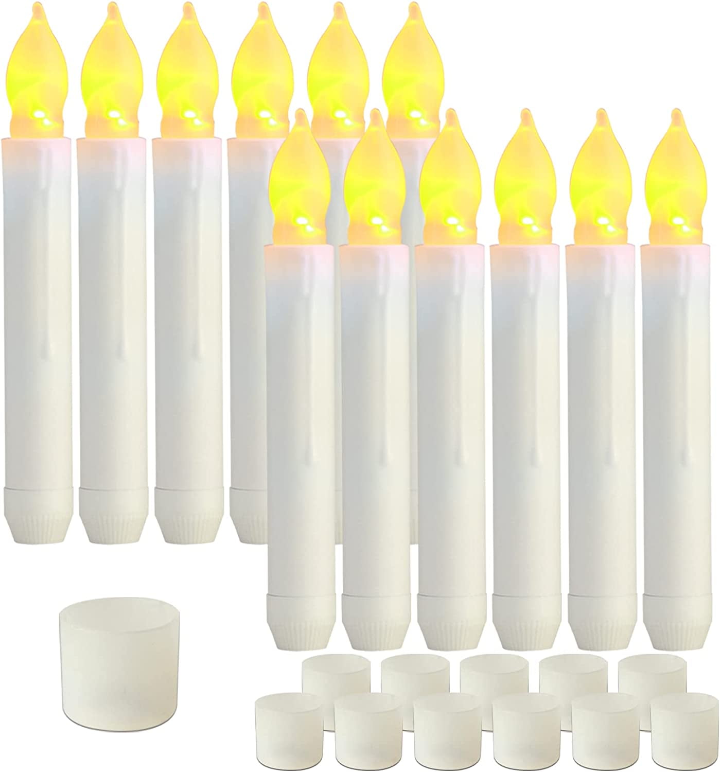 Merrynights 12PCS LED Flameless Taper Candles, Flickering Flame ...