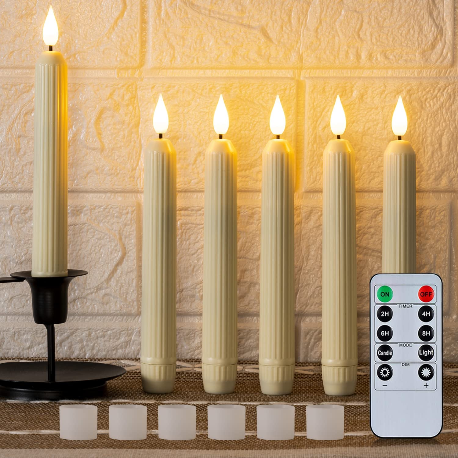 Merrynights 7 Inch Flameless Taper Candles with Remote & Timer, Set of ...
