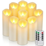 WYZworks 10" Fluted Ribbed LED Brown Tan Grooved Pillar Candles, Remote & 24h Timer Memory, On ...