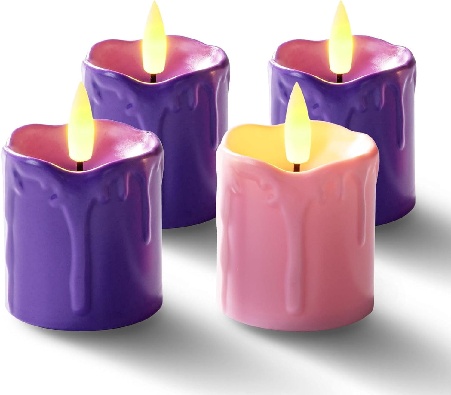Merrynights Purple and Pink Advent Candles Set of 4, 400+ Hours Long ...