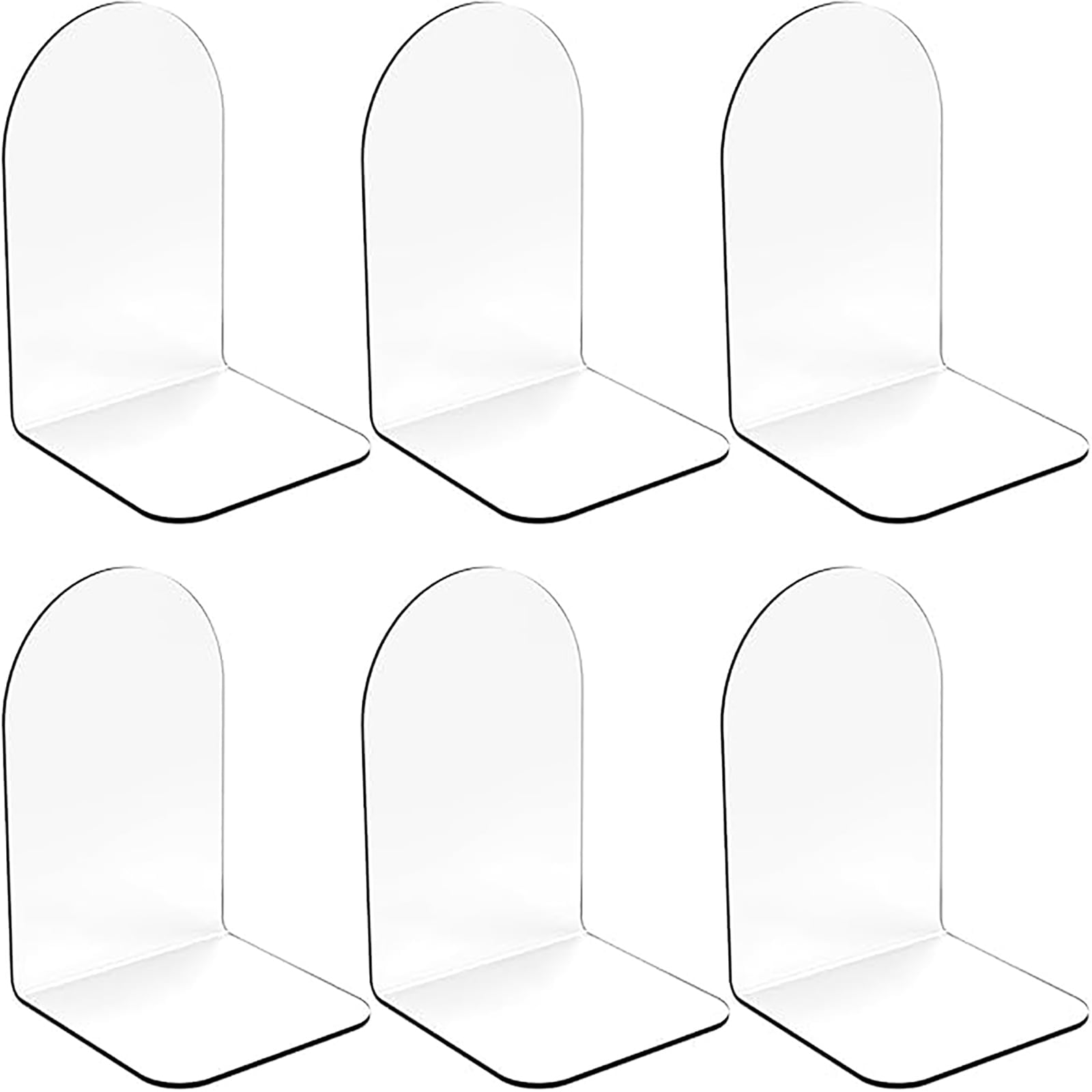 MerryNine Clear Book Ends 6pcs, Acrylic Bookends for Shelves, Non-Slip ...