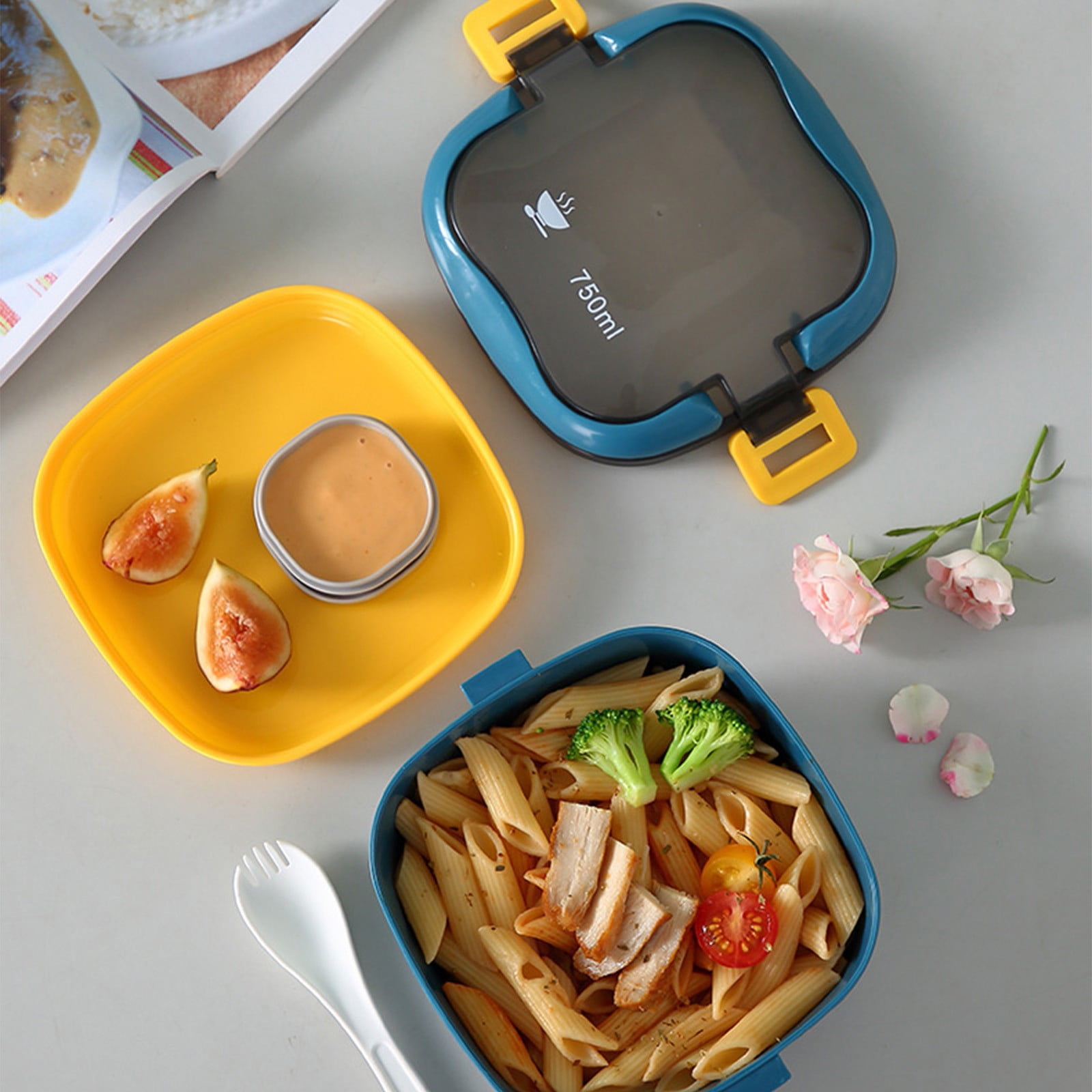 Merryso 750ml Leak Proof Bento Lunch Box for Ki-ds & Adults - Microwaveable Food Grade Plastic ...