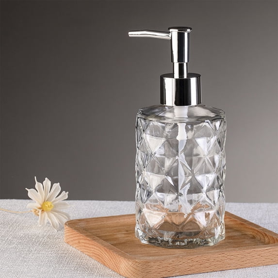 Merryso Rhombus Texture Glass Soap Dispenser - Refillable Pump for ...