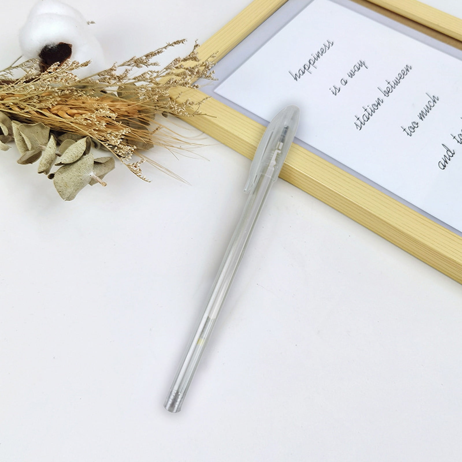 Merryso White Highlighter Pen with 0.6mm Fine Tip, Transparent Barrel ...