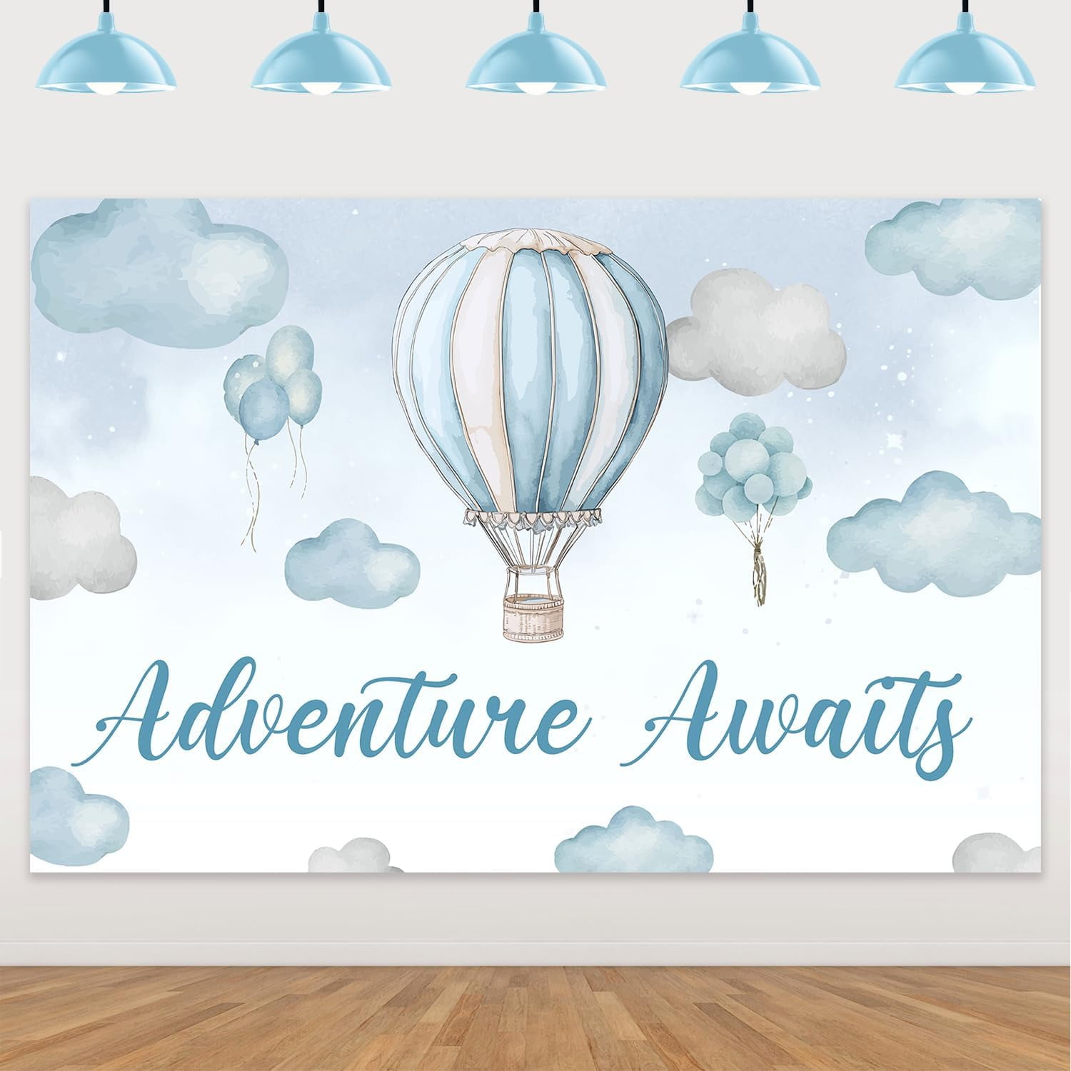 Merrysto Hot Air Balloon Backdrop Blue White Sky Cloud Hot Air Balloon ...