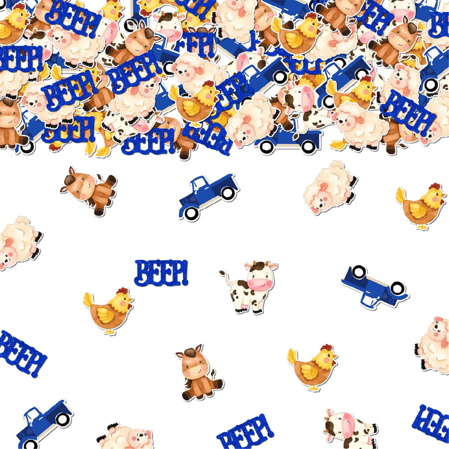 Merrystorm 200Pcs BlueTRDN Truck & Farm Animals Confetti - Blue Truck ...