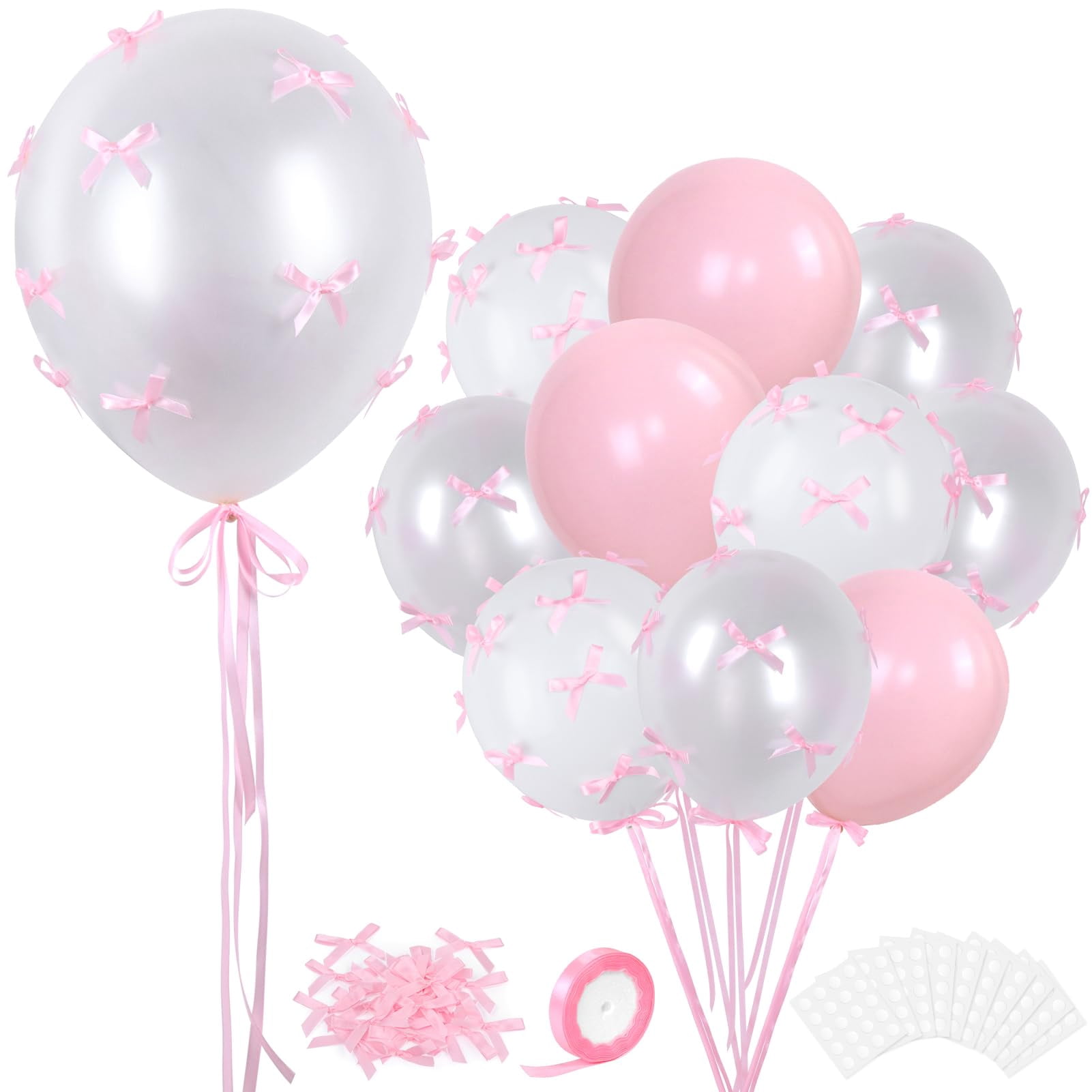 Pink Bow Balloons,EGSC 32Pcs 18" 12" Pink Balloons & 100Pcs Mini Pink ...