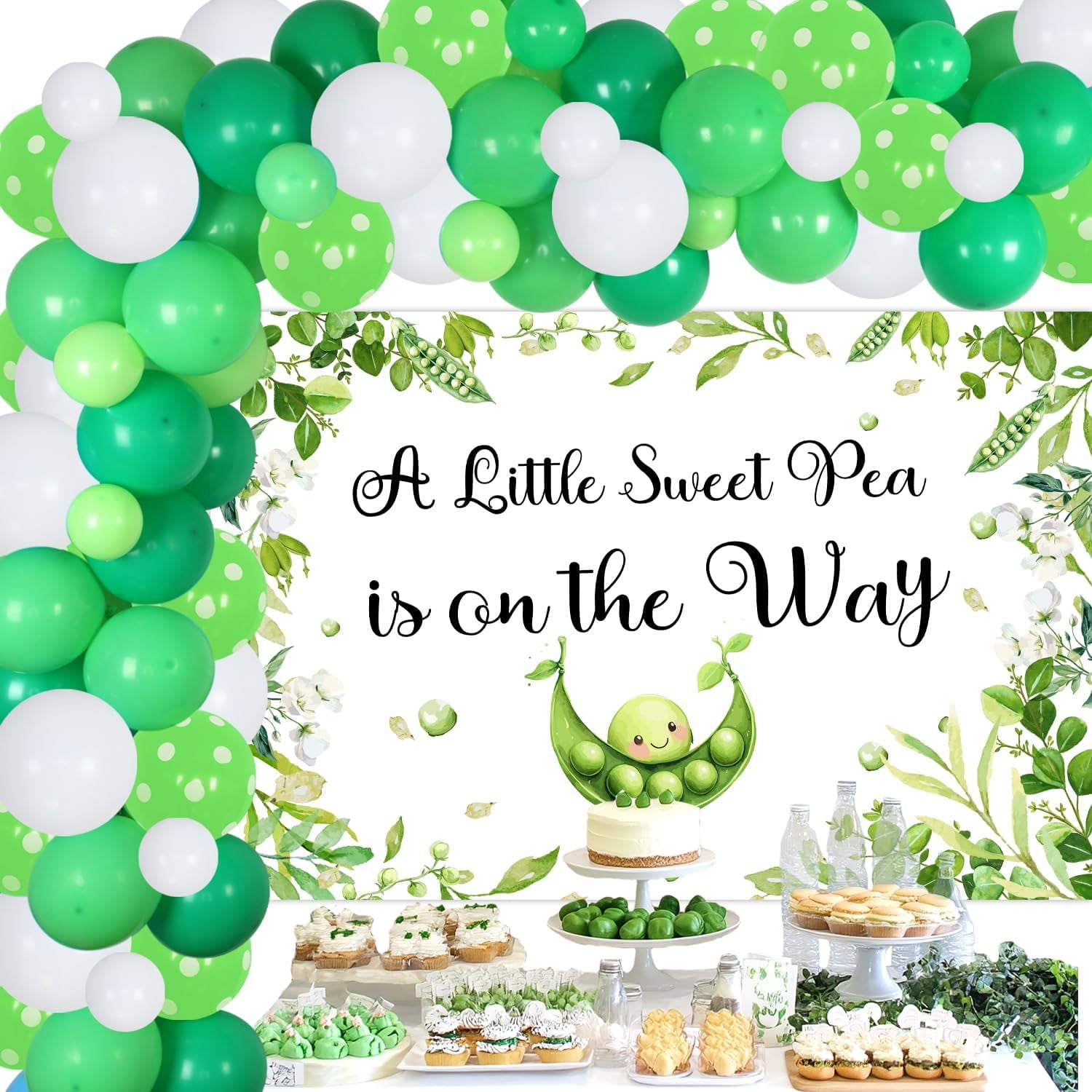 Merrystorm Peas in a Pod Baby Shower Decorations, a Little Sweet Pea Is ...