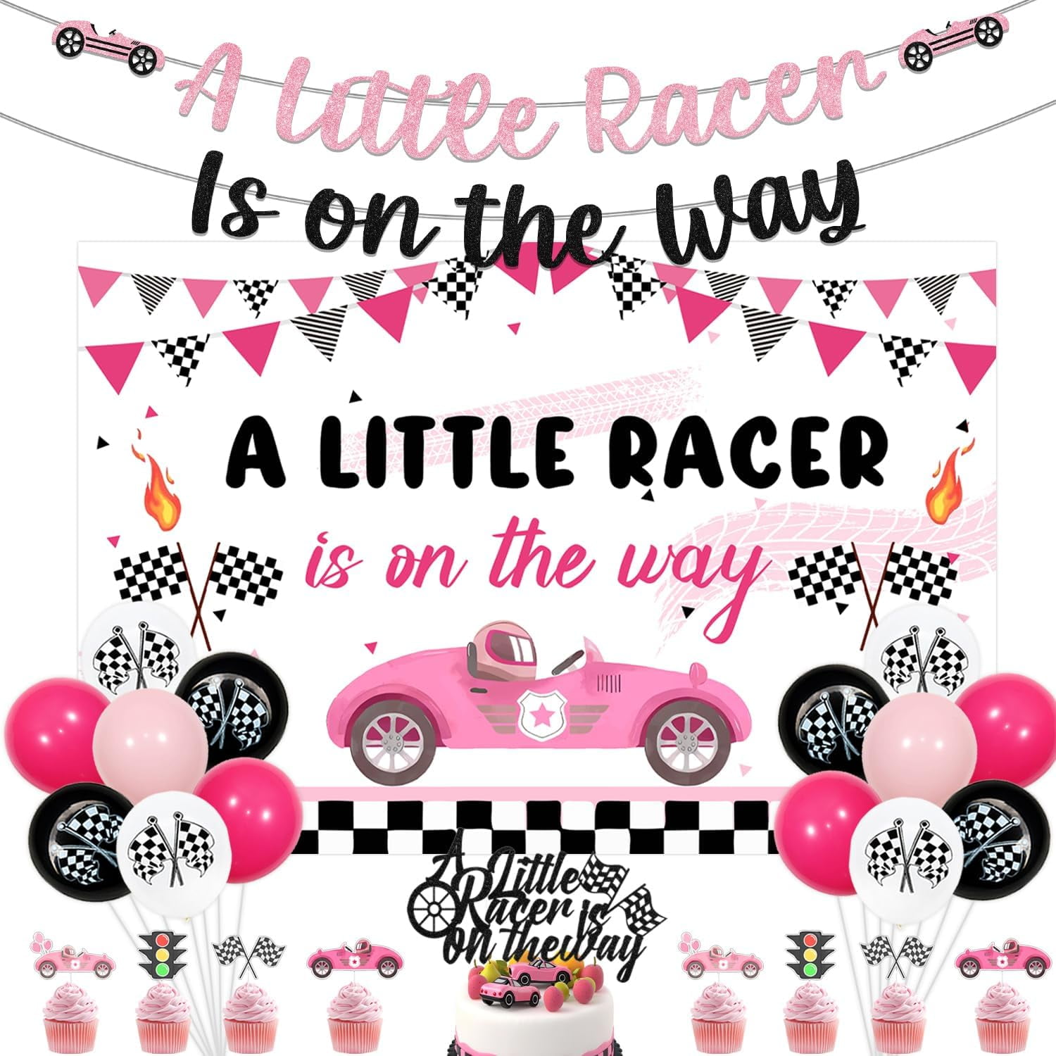 Merrystorm Race Car Baby Shower Decor, A Little Racer Is on the Way ...