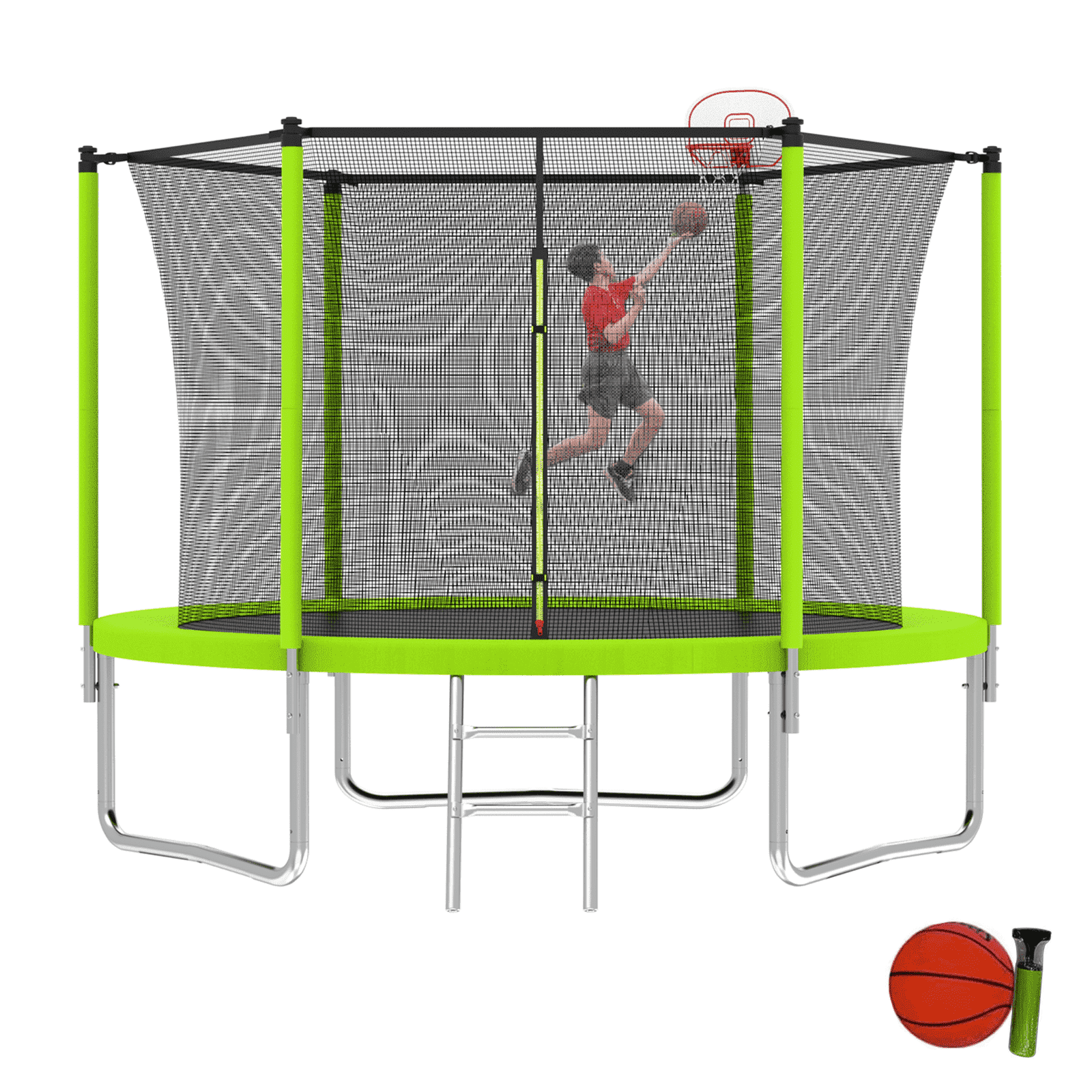 Mersco 10ft Trampoline, Outdoor 880Lbs Trampolines with Enclosure Net ...