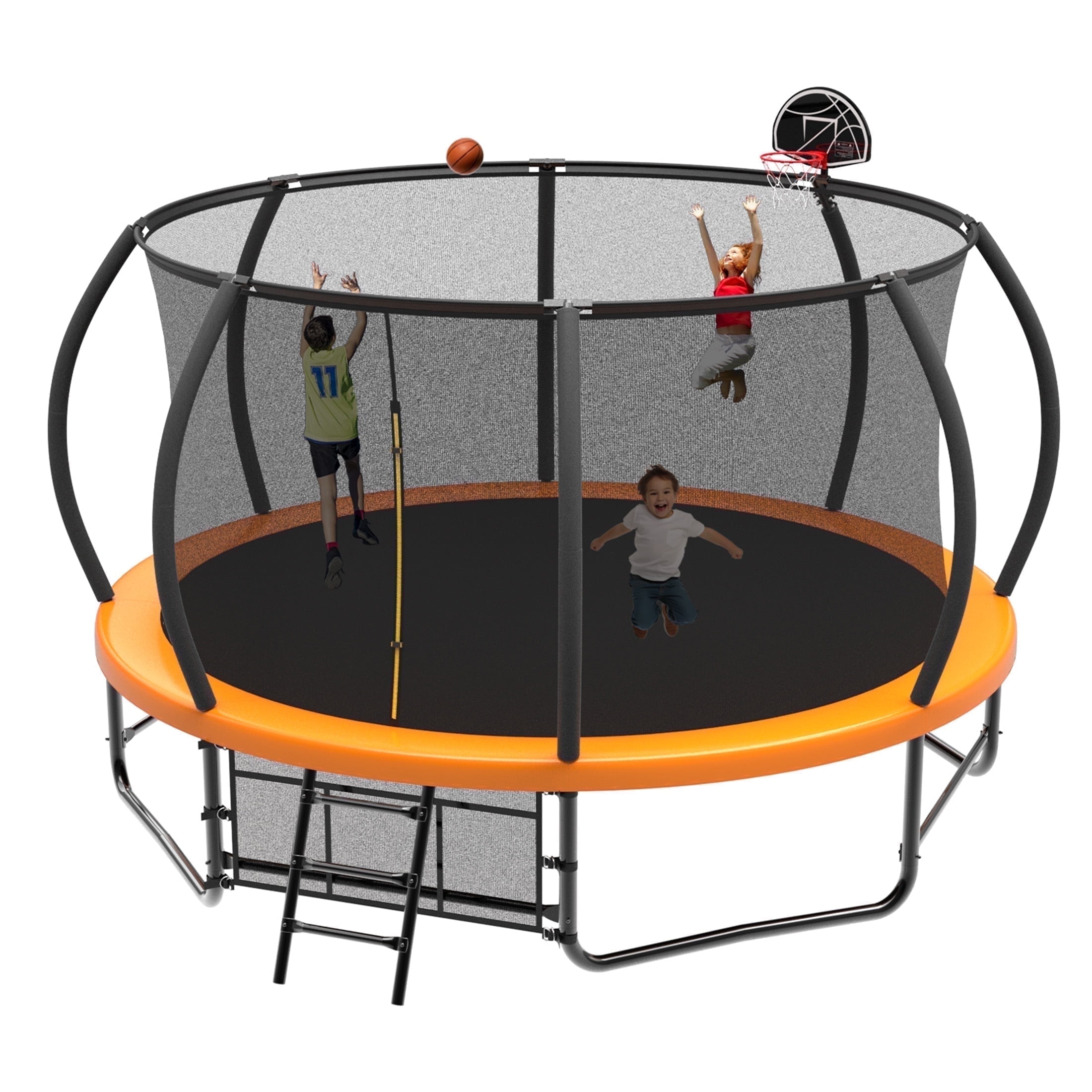 Mersco 14FT Trampoline for Kids Adults, Pumpkin Outdoor Trampoline with ...