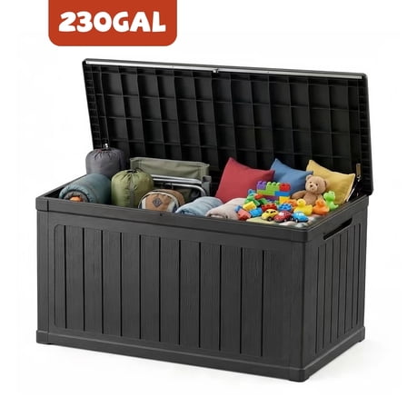 LHBcraft 320 Gallon Outdoor Deck Box,UV Resistant Resin Container ...