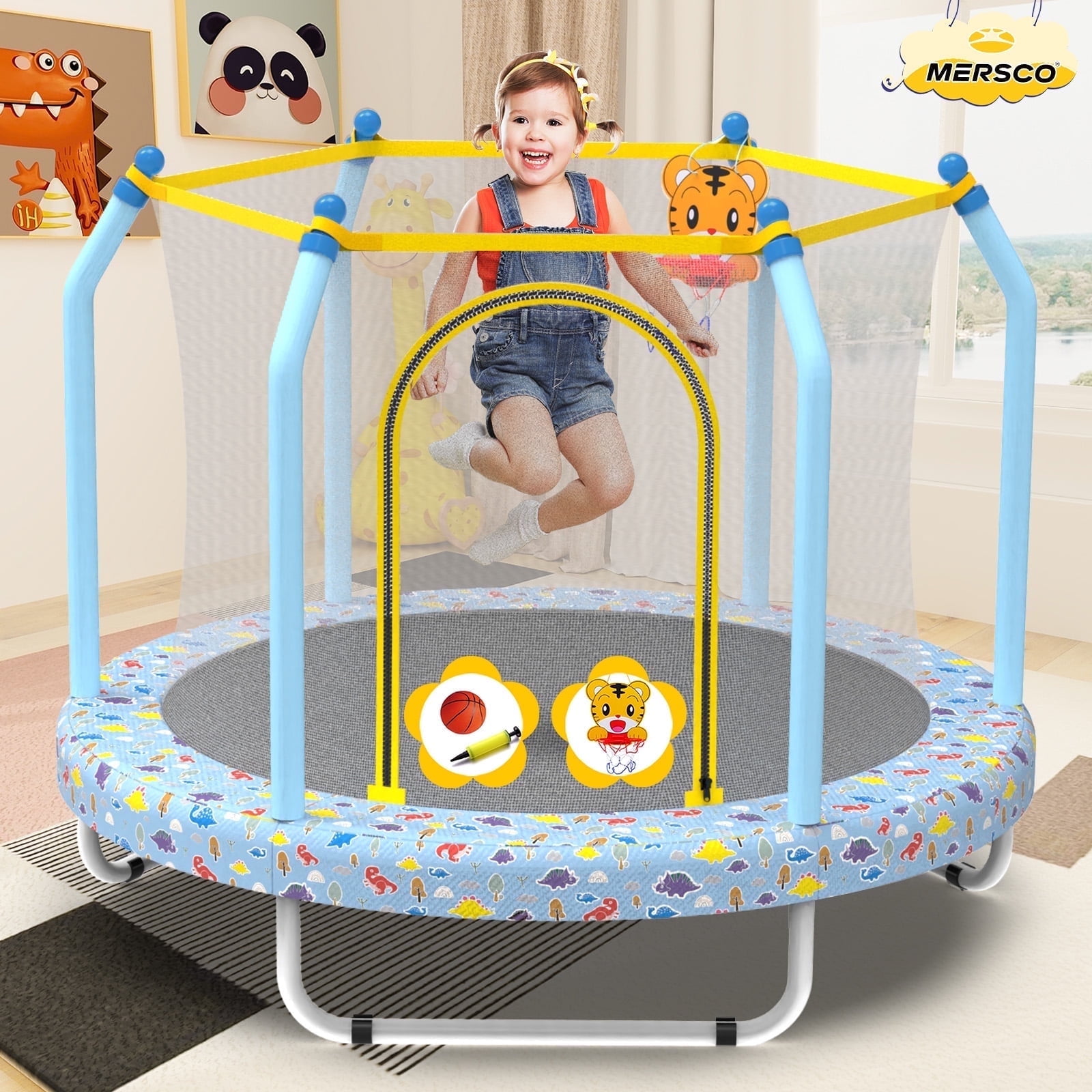 Mersco 55inch Toddler Trampoline, Mini Trampoline for Kids with ...