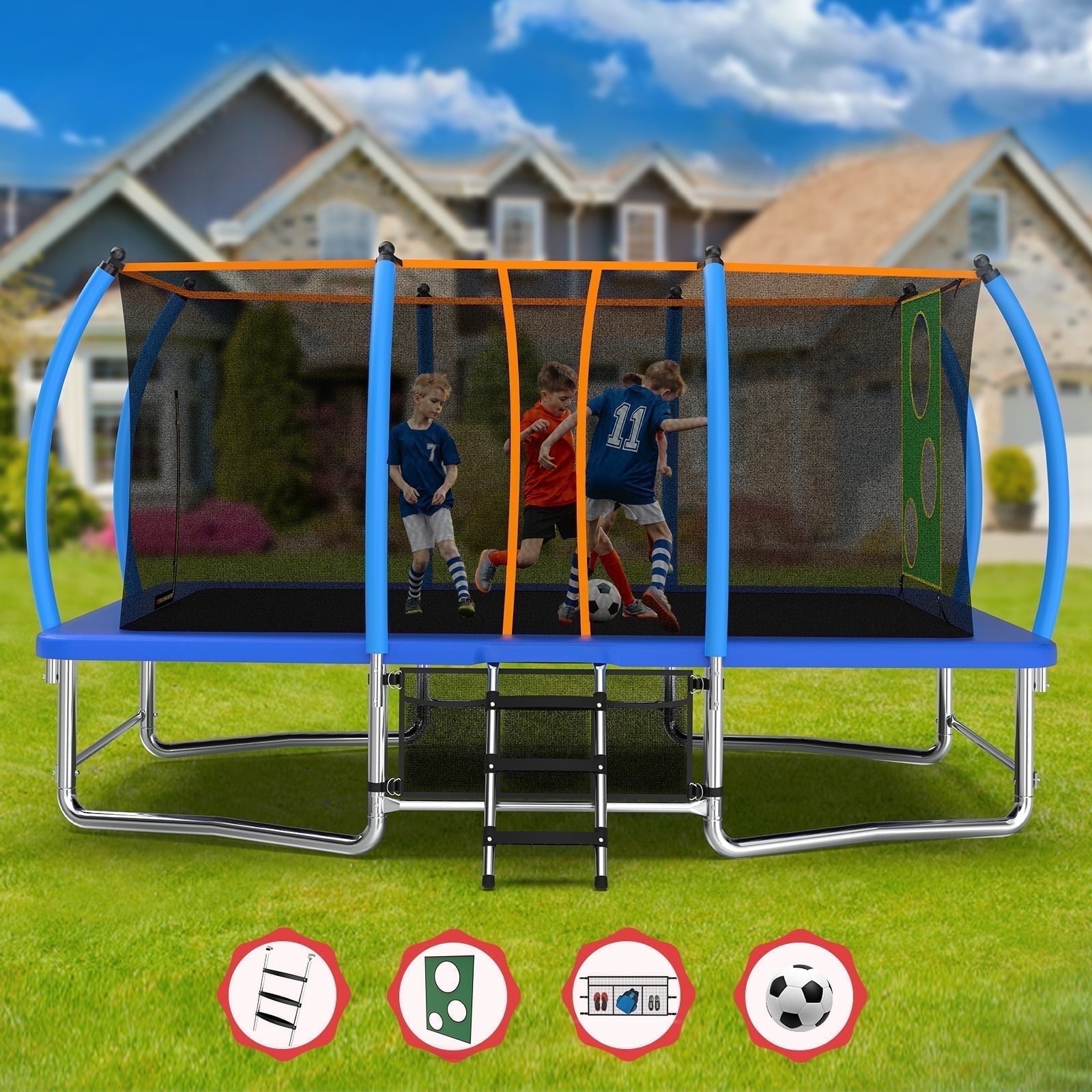 Mersco 8x14ft Large Rectangle Trampoline for Kids,Big Outdoor ...