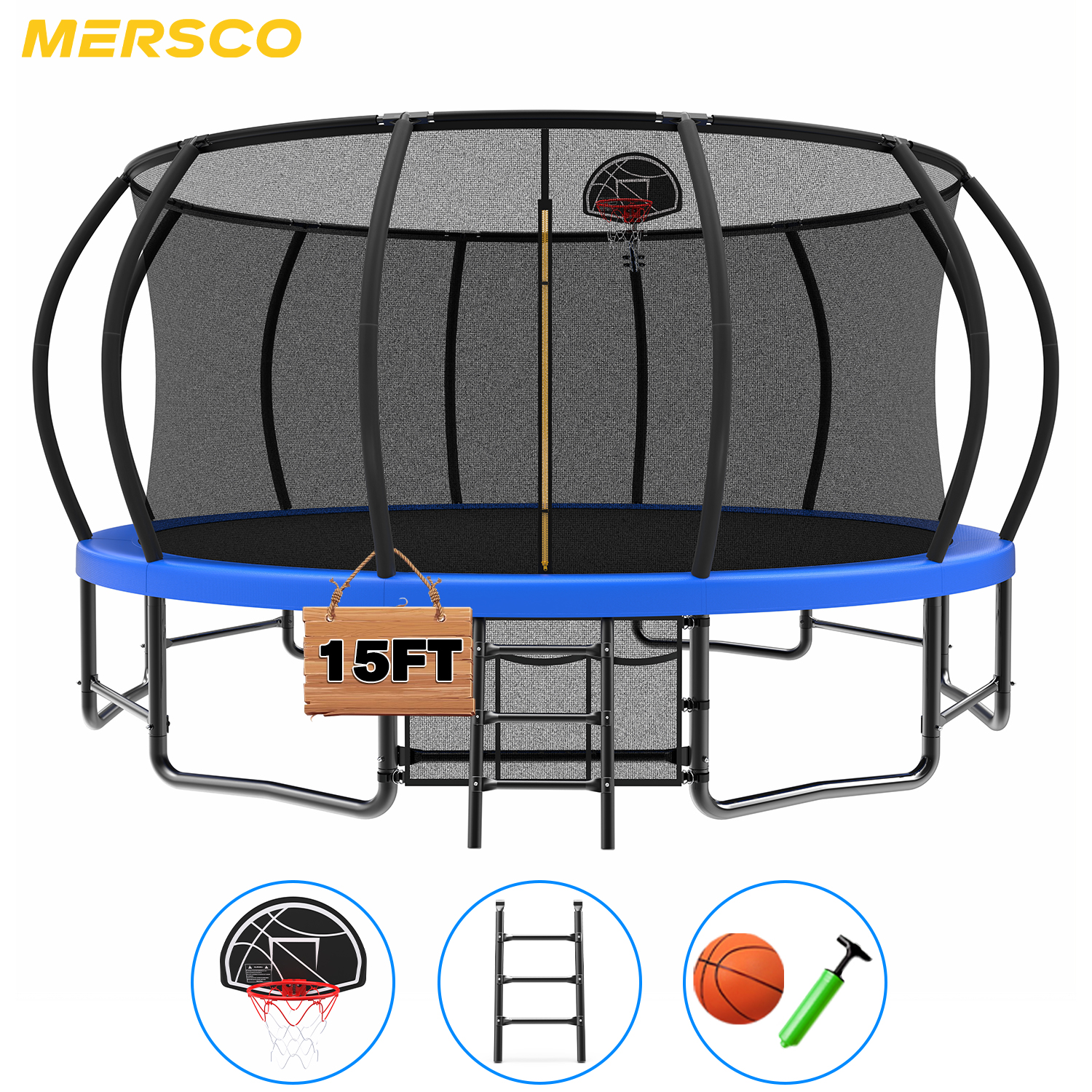 Mersco 15ft Trampoline for Kids, Outdoor Pumpkin Trampolines with ...