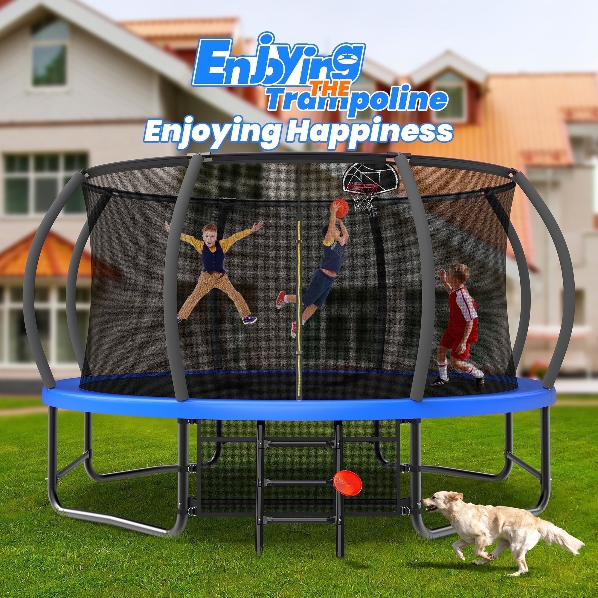 Mersco 14ft Trampoline for Kids Adults, Pumpkin Outdoor Trampoline with ...