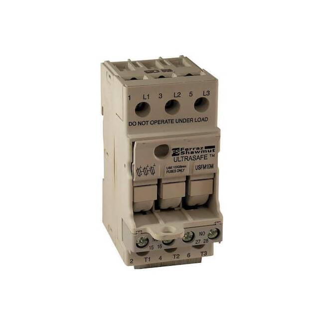 Finger Safe Fuse Block, CC UL Class, 600V AC/DC Volt Rating, 3 Poles ...