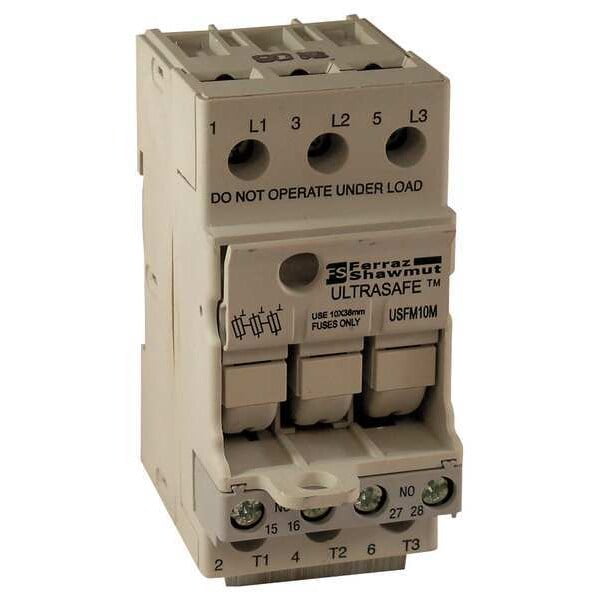 Finger Safe Fuse Block, CC UL Class, 600V AC/DC Volt Rating, 3 Poles ...