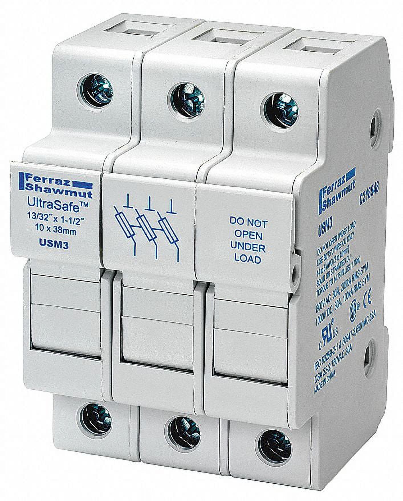 Mersen Fuse Block,0 to 30A,Midget,3 Pole USM3 - Walmart.com