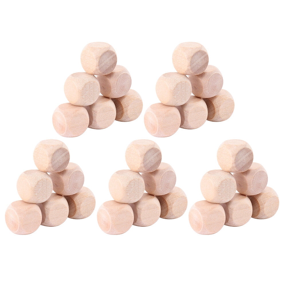 Mersess 100pcs 16mm Wooden Blank Dices Blank Square Blocks Six Sides ...