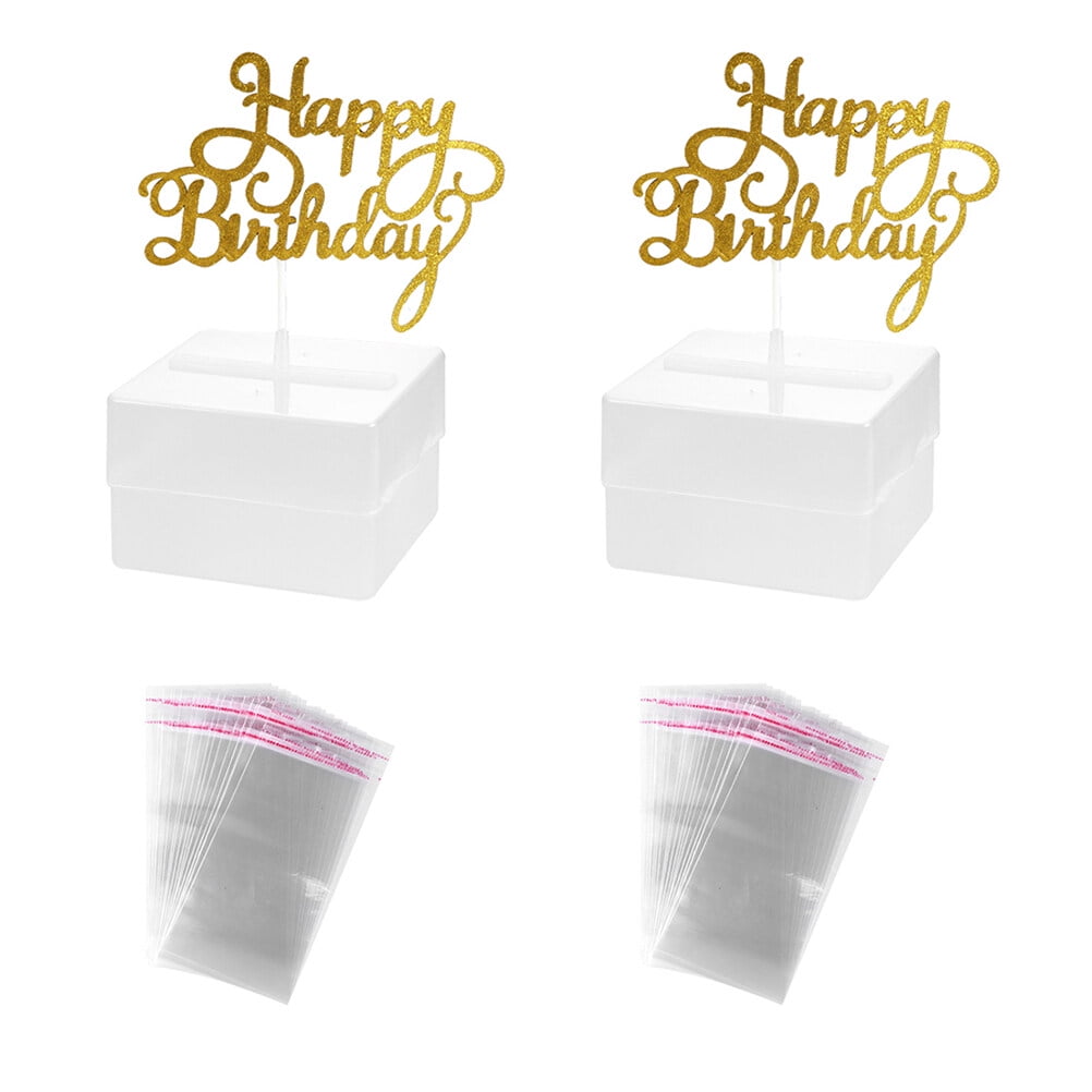 LOLIPPYY Birthday Theme Square Pulling Case 2Pcs 4.3X4.3X2.8in Cake ...