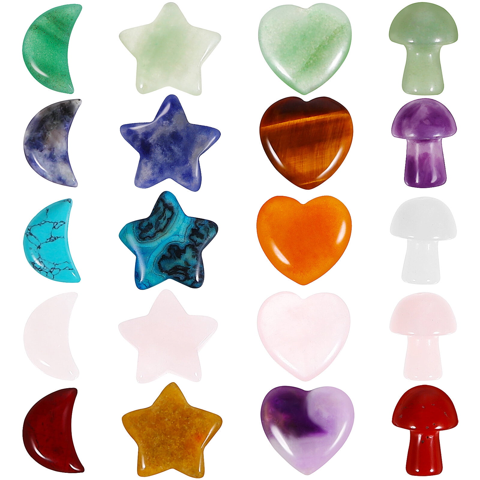 Mersess 20 Pcs Miniature Crystal Stones in Heart, Star, Mushroom, Moon ...