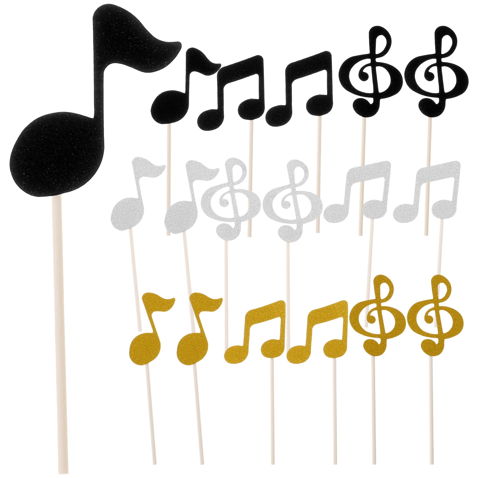 LOLIPPYY Musical Note Cake Toppers Gold Paper 18Pcs 4.6X1.7X0.2In ...