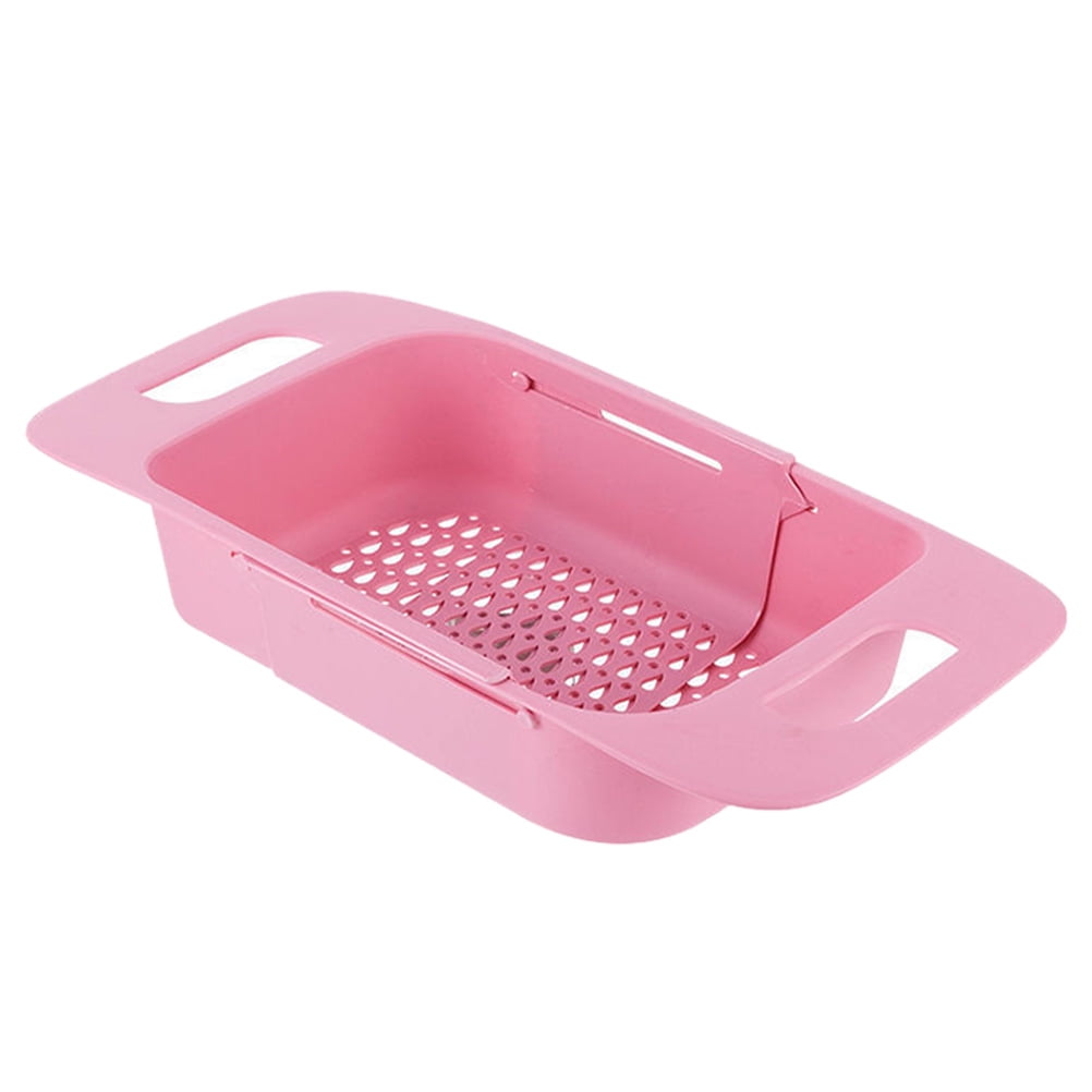 LOLIPPYY Retractable Kitchen Drain Rack Pink 1Set 14.8x7.3x3.1in ...
