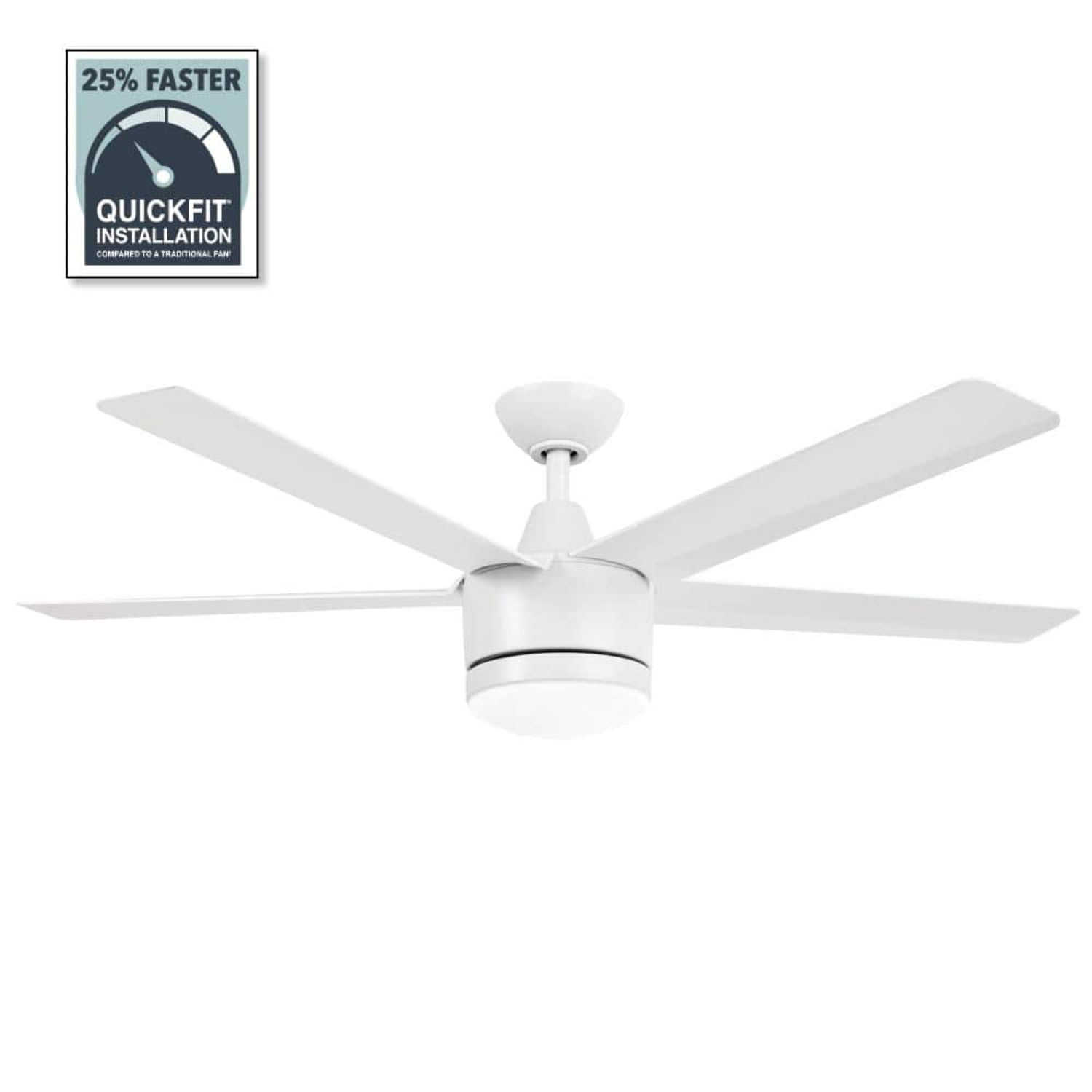 Merwry 52 in. Intergrated LED Matte White Ceiling Fan With Light And ...