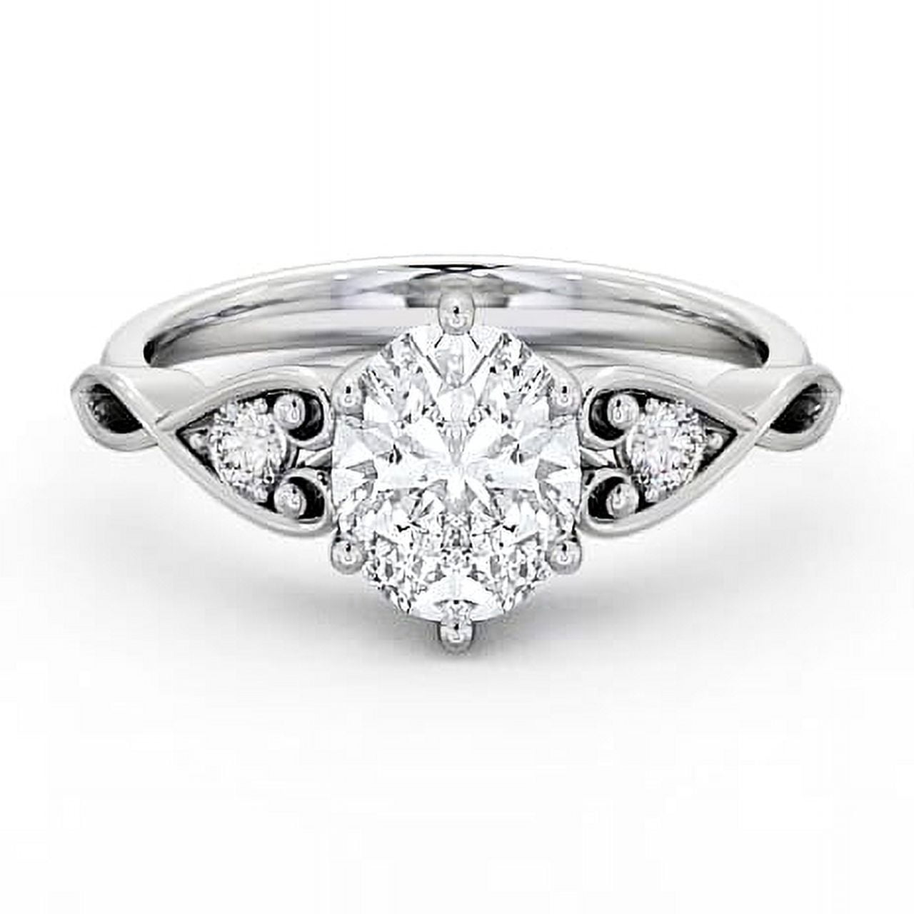 Meryn Jewel 1.9 Ct Oval Diamond Engagement Ring - 14K White Gold Plated ...
