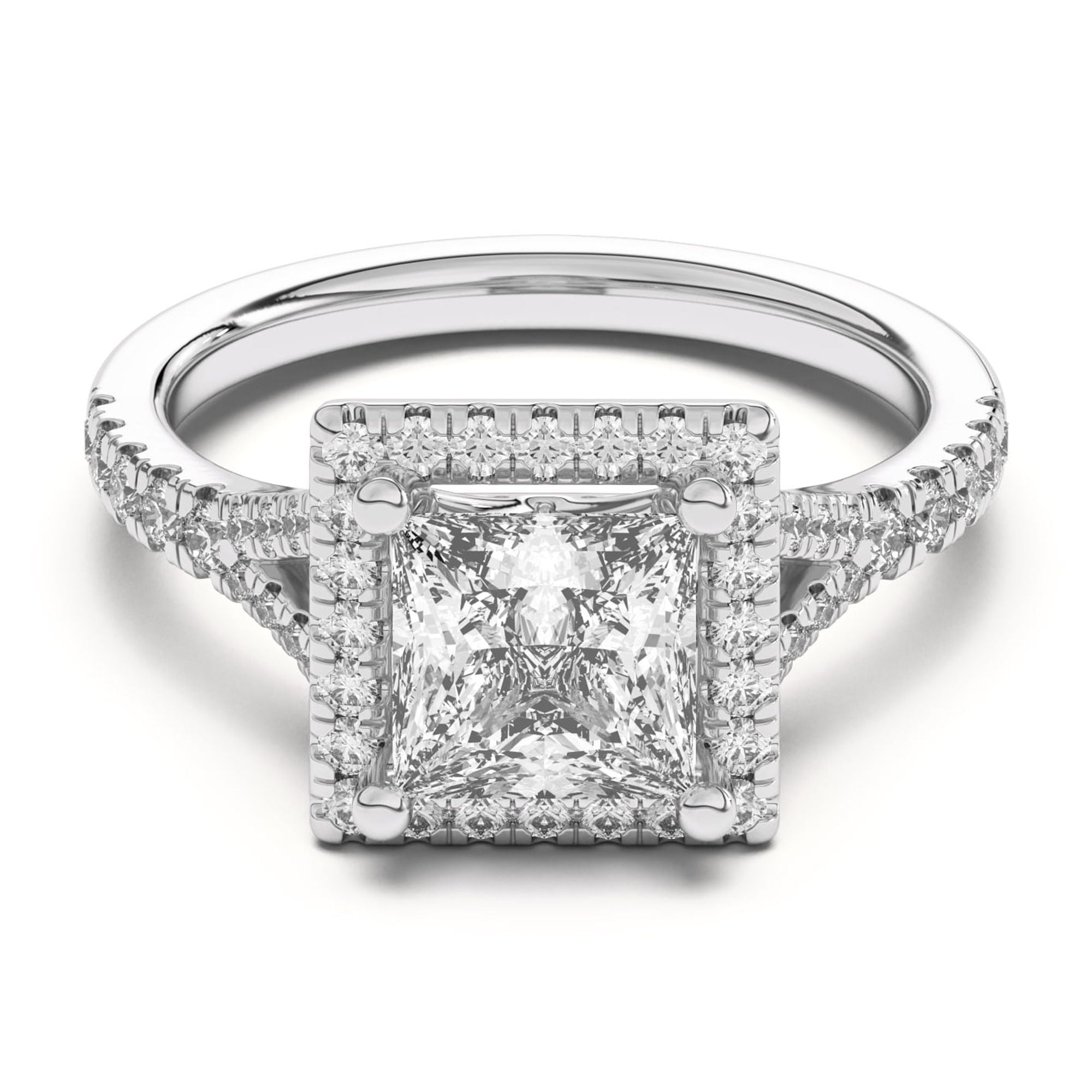 Meryn Jewelry 1.47 Ct Princess Cut Moissanite Engagement Ring ...