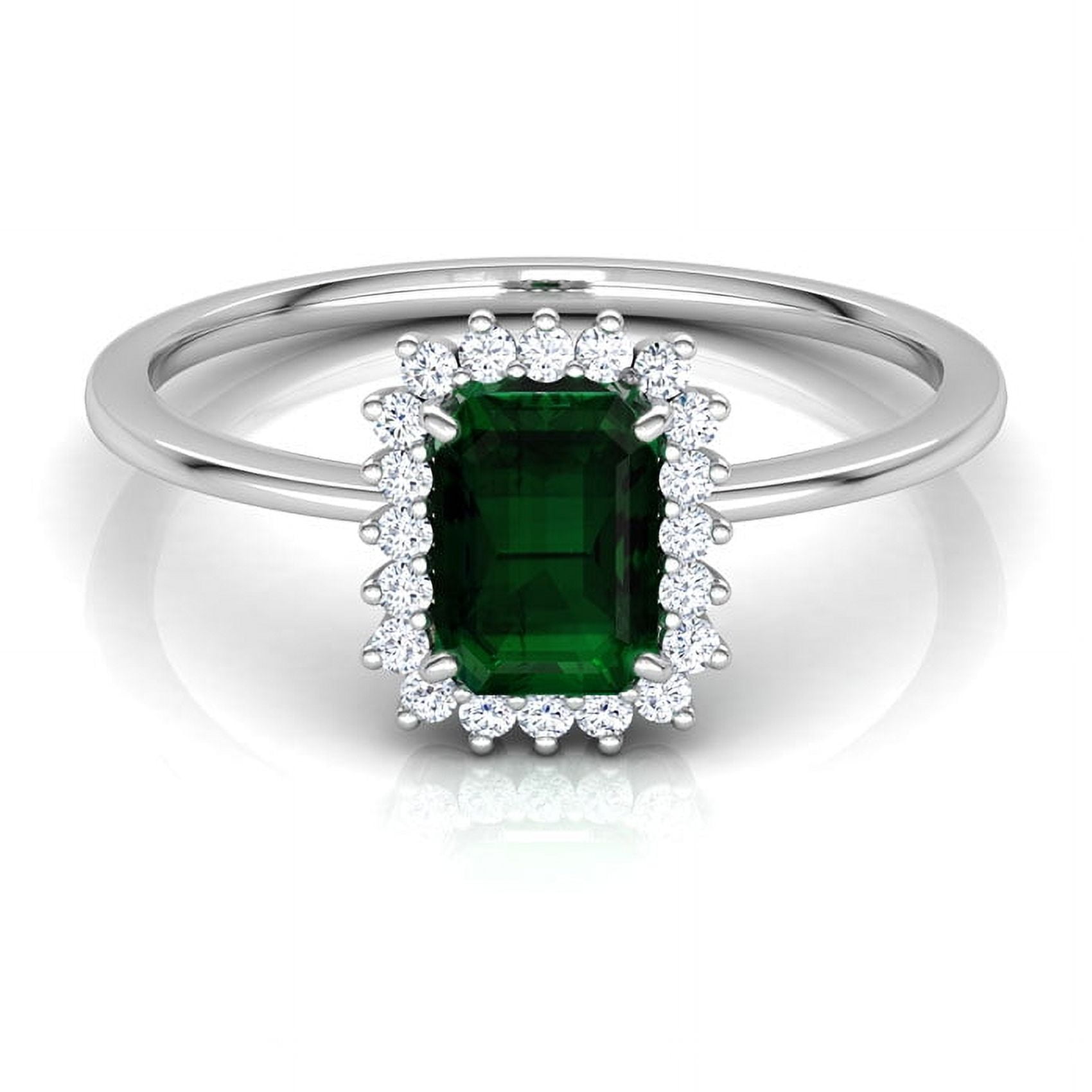 Meryn Jewelry 1.77 Ct Cluster Engagement Wedding Ring for Women - Emerald Cut Moissanite - 14K ...