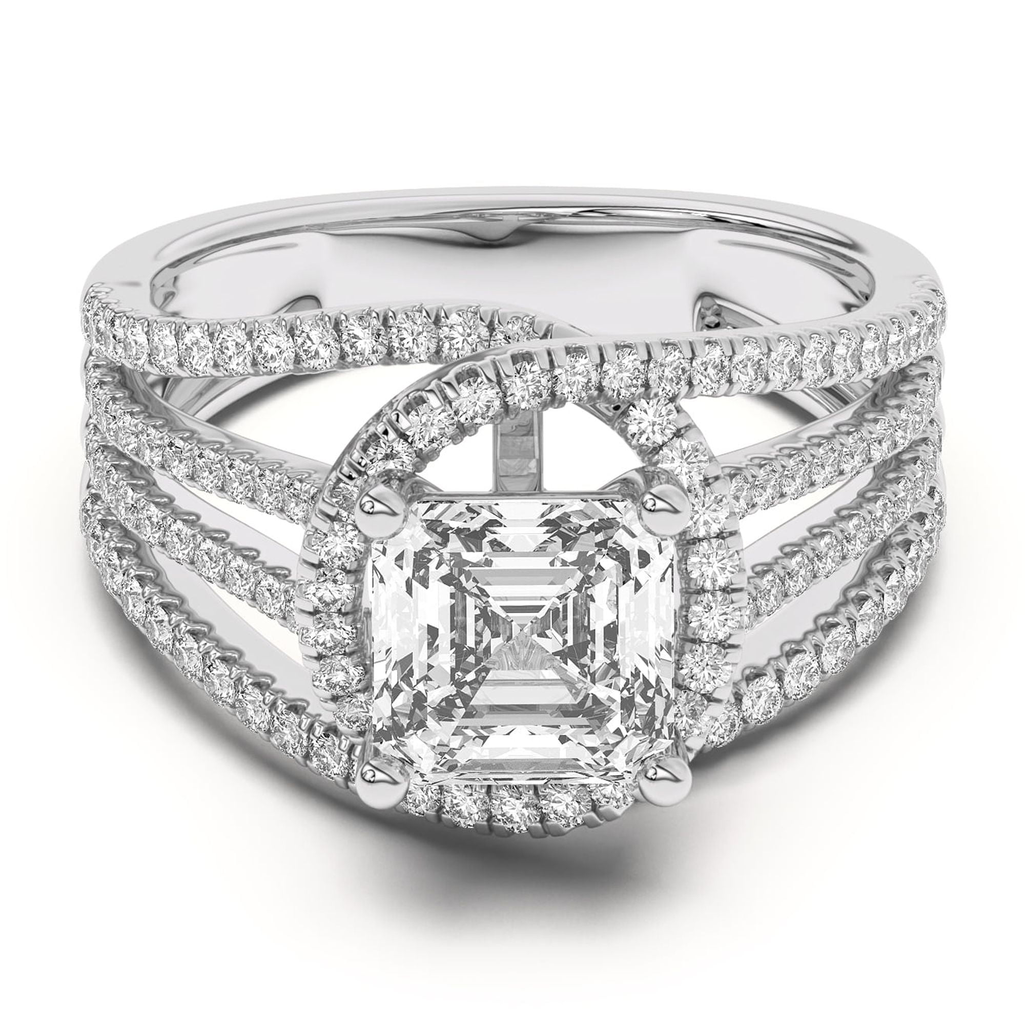 Meryn Jewelry 1.9 Ct Asscher Cut Diamond Engagement Ring - Halo Multi ...