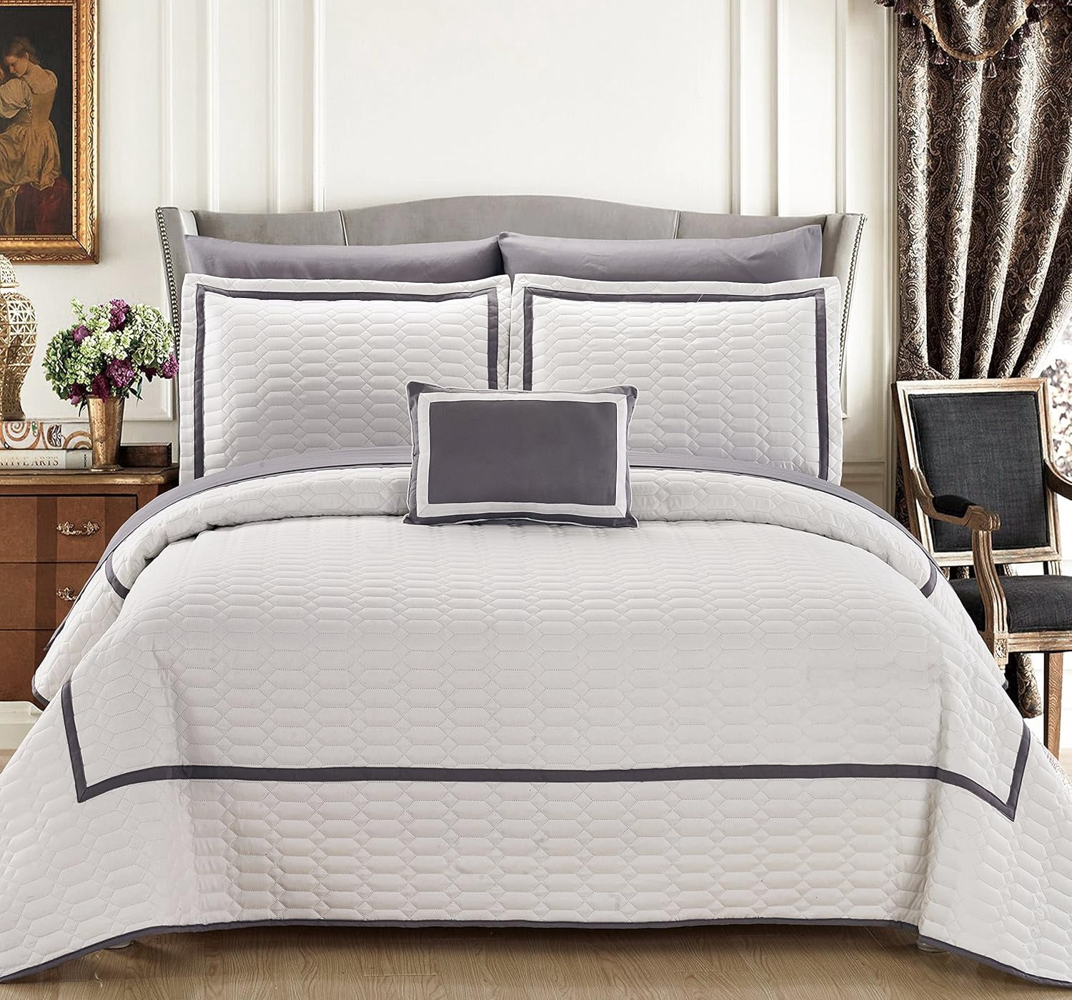 Mesa 6 Piece Cover Set Hotel Collection Two Tone Banded ometric ...