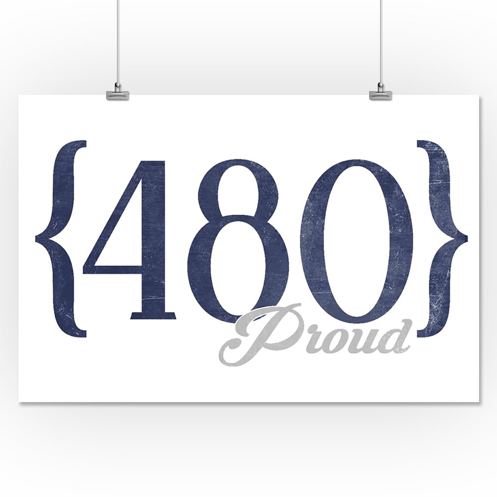 Mesa, Arizona - 480 Area Code (Blue) - Lantern Press Artwork (16x24 ...