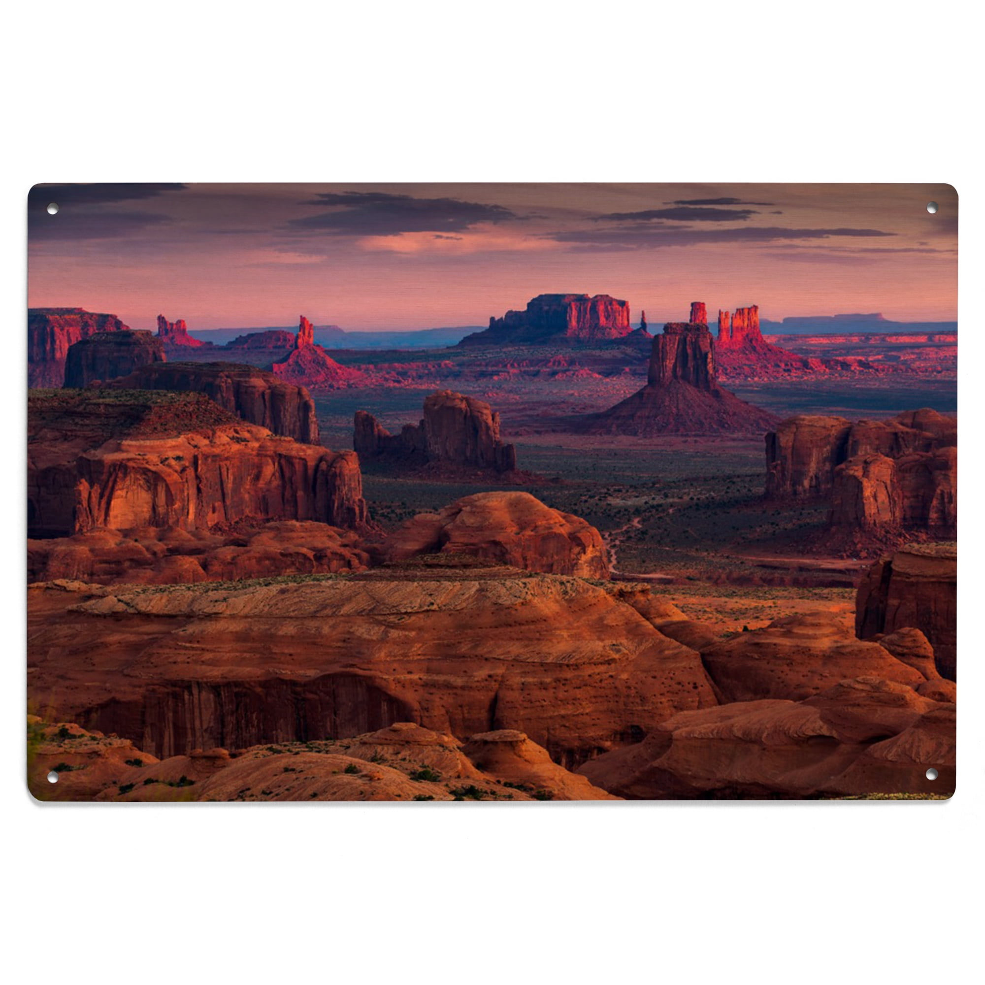 Mesa, Arizona, Monument Valley Landscape at Sunset Birch Wood Wall Sign ...